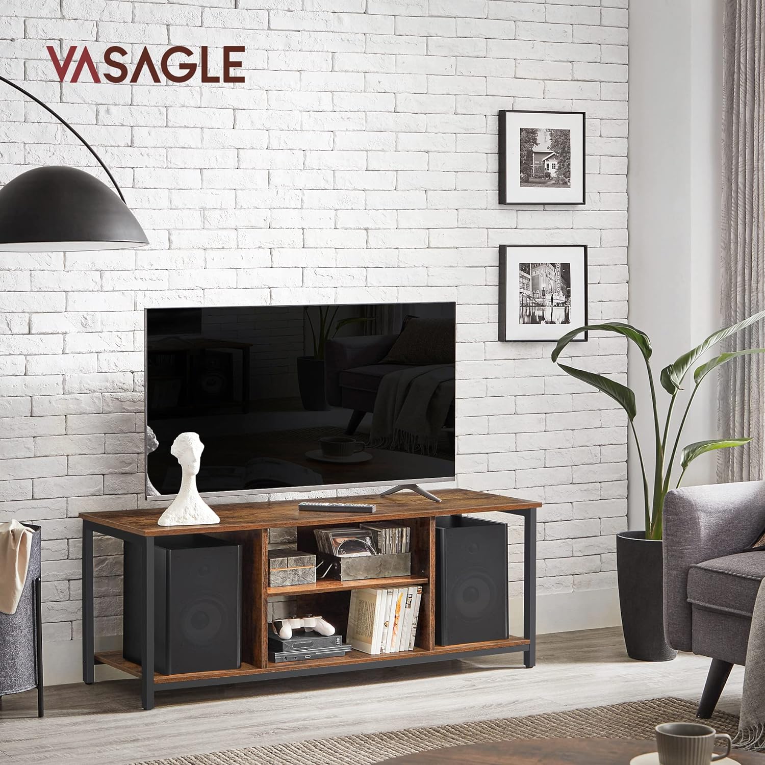 Meuble TV Pour Télévision Jusqu’à 60 Pouces, Support Télévision, Marron ...