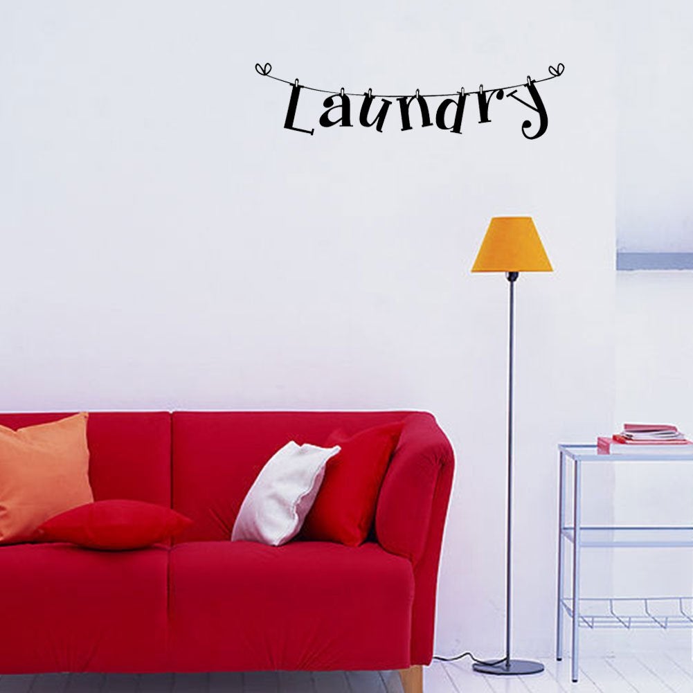 Adesivo da parete in PVC nero con citazione di lavanderia, decalcomania ...