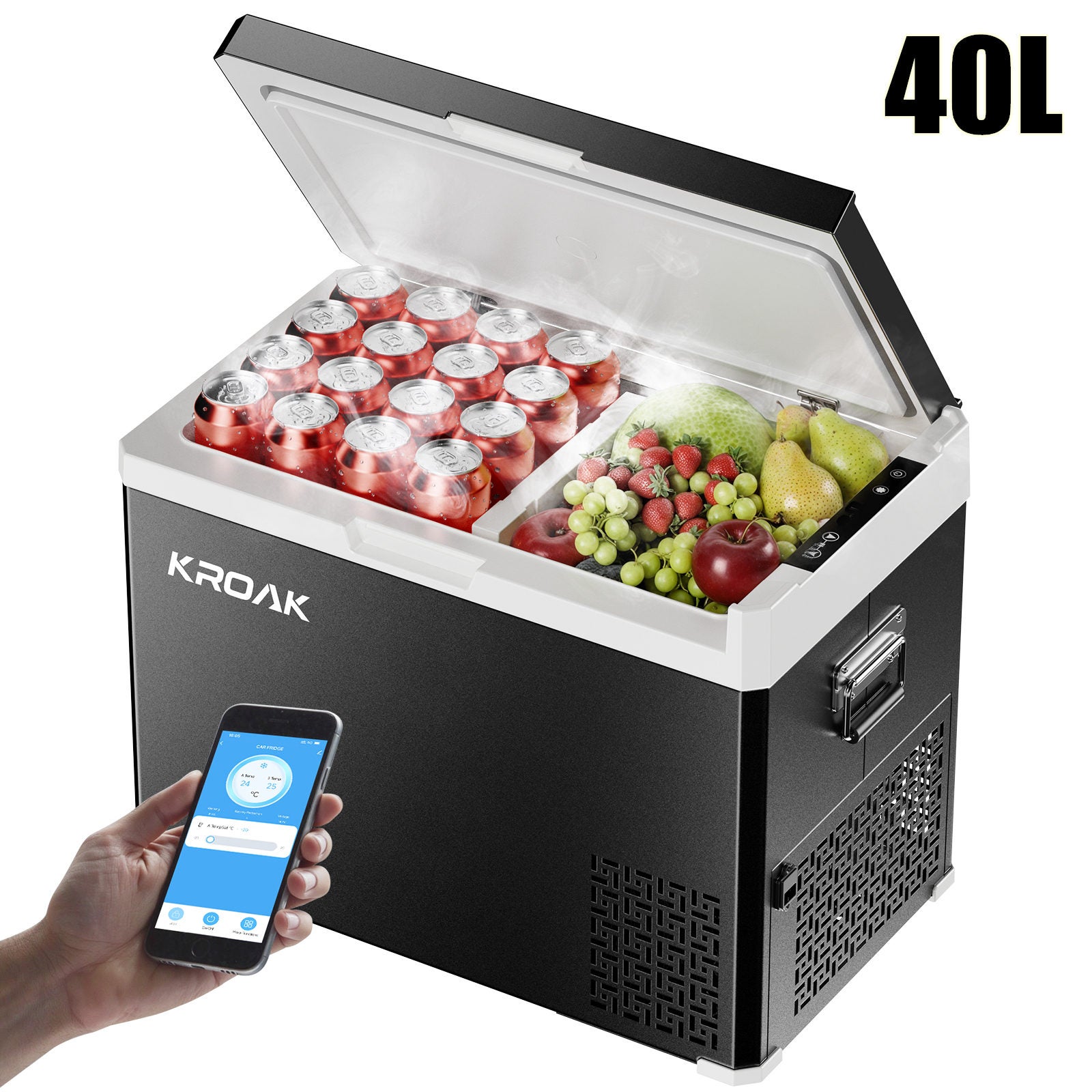 Nevera portátil con compresor eléctrico Bluetooth, 12/24 V, 230 V, 40 L ...
