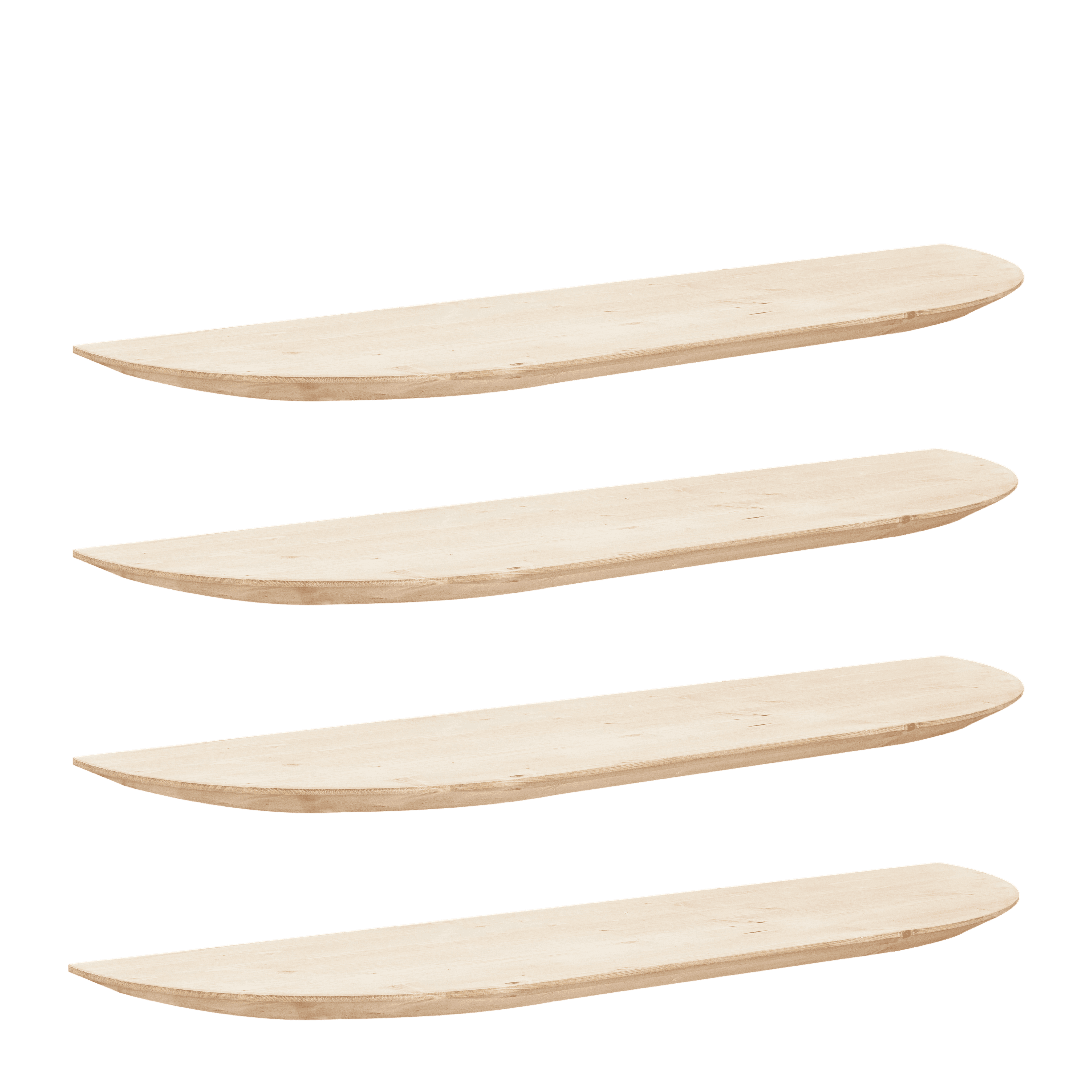 BLOOM - Pack 4 estanterías redondeadas de madera maciza flotantes tono ...