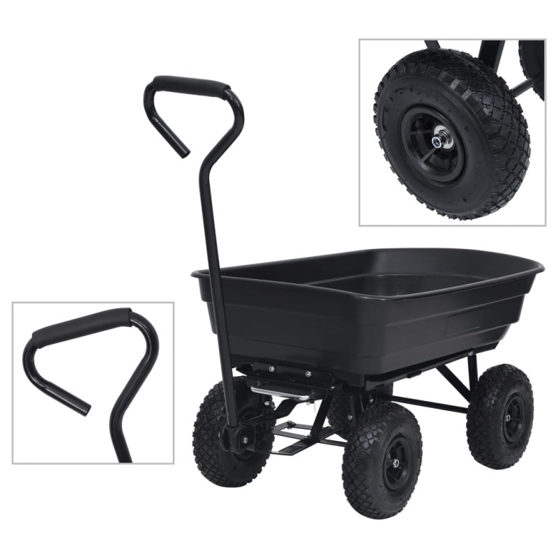 Chariot à main à bascule de jardin 300 kg 75 L Noir | Leroy Merlin