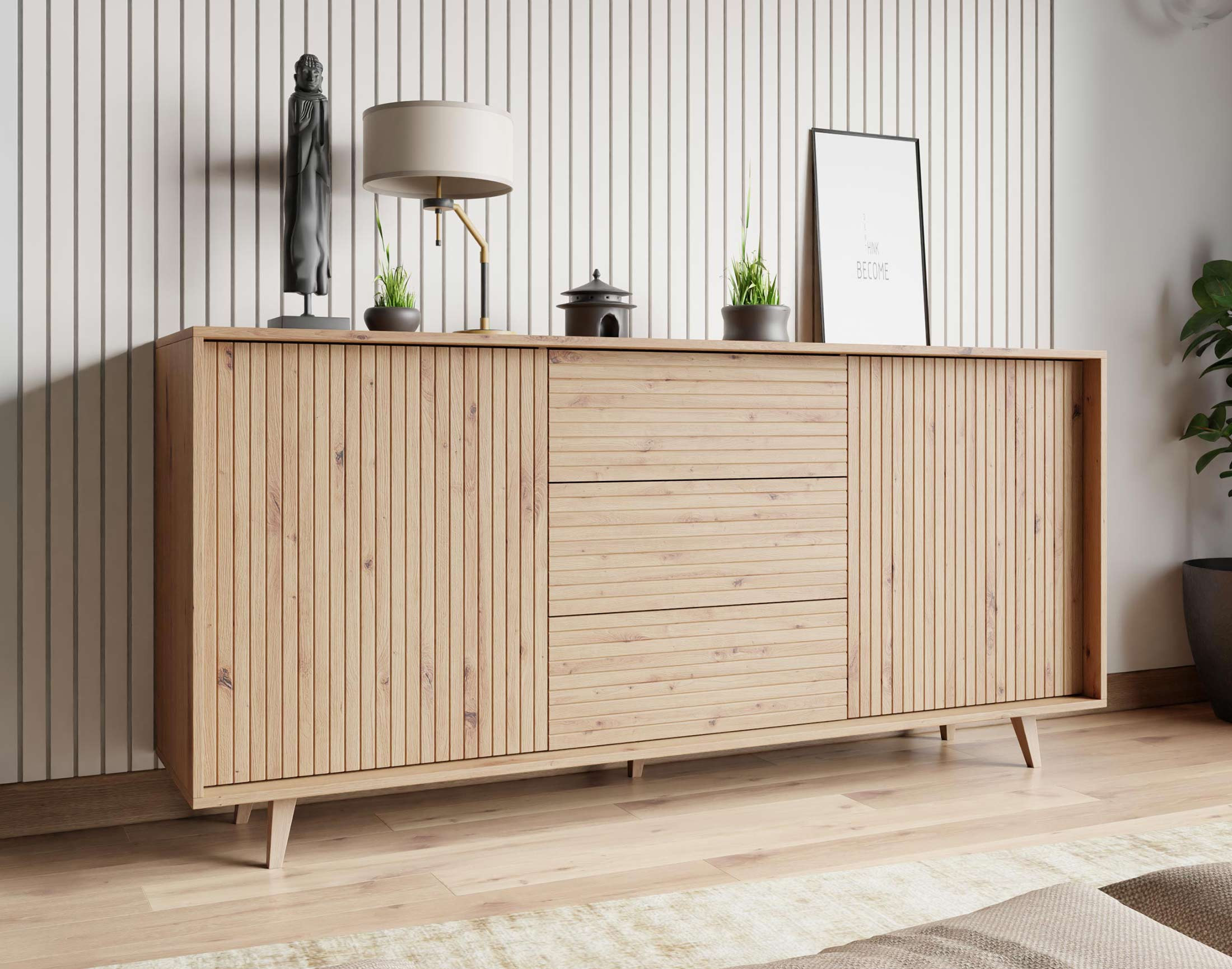 Buffet bas scandinave 180*40*84 cm bois - DIEGO - Best Mobilier | Leroy ...