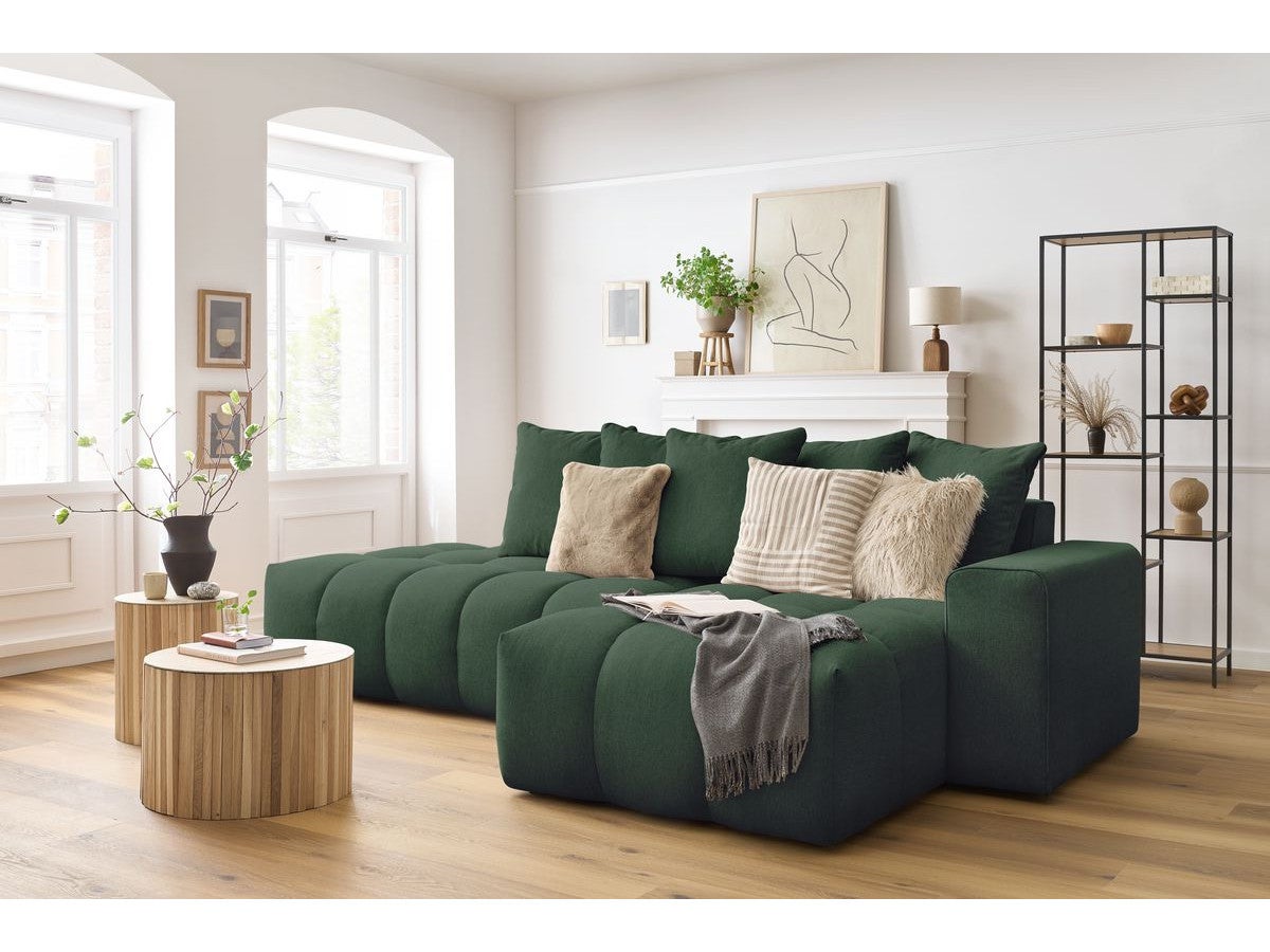 BOBOCHIC Canapé d'angle fixe MONT-BLANC tissu Vert Angle droit | Leroy ...