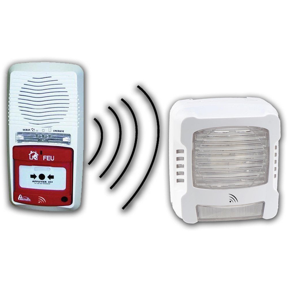 Pack alarme radio type 4 avec 1 Diffuseur sonore et lumineux incendie ...