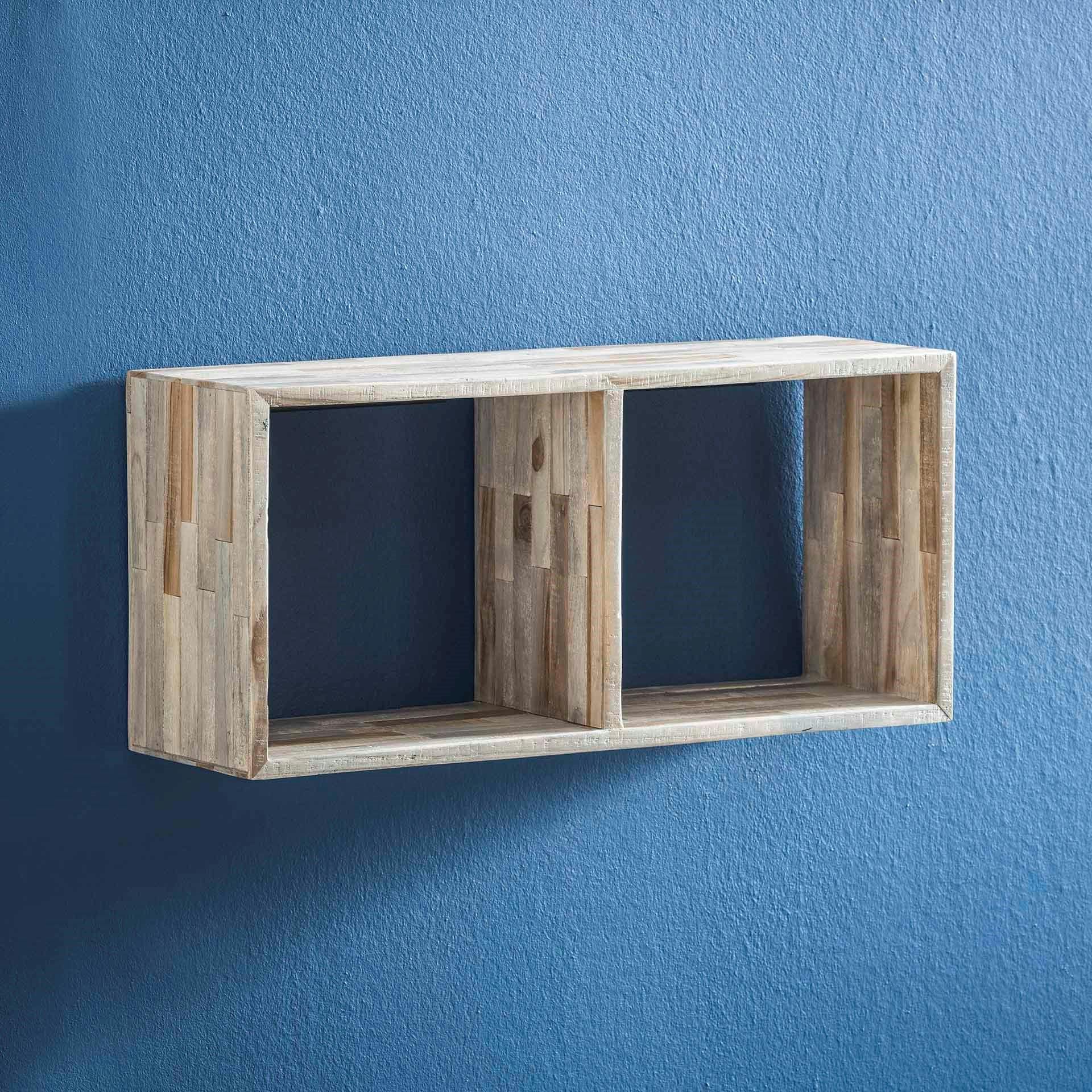 Etagère cube bois de teck recyclé finition vieillie 65 cm JAVA | Leroy ...