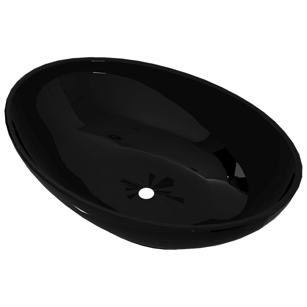 Lavabo vasque salle de bain ovale 40 x 33 cm céramique noir 02_0002481 ...