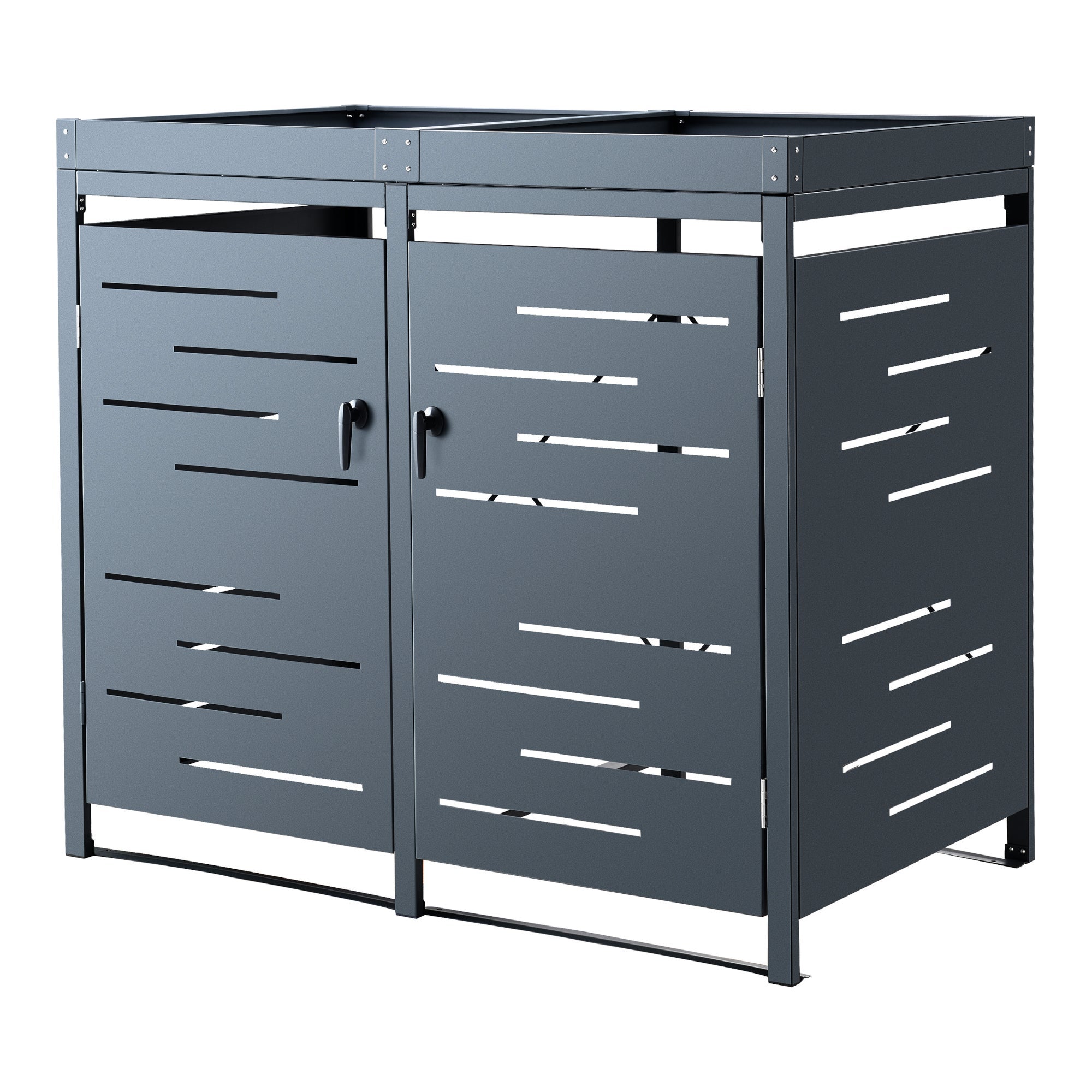 Cache poubelle extérieur 122 x 132 x 80 cm acier galvanisé gris 03 ...