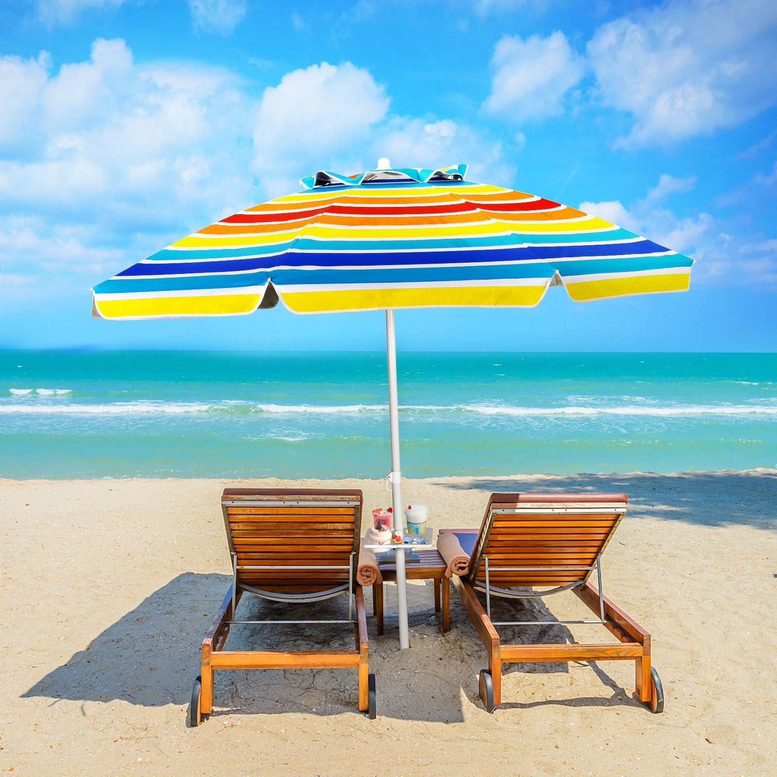 Sombrilla Playa Parasol Inclinable Protección Solar UPF50 Patio Piscina ...