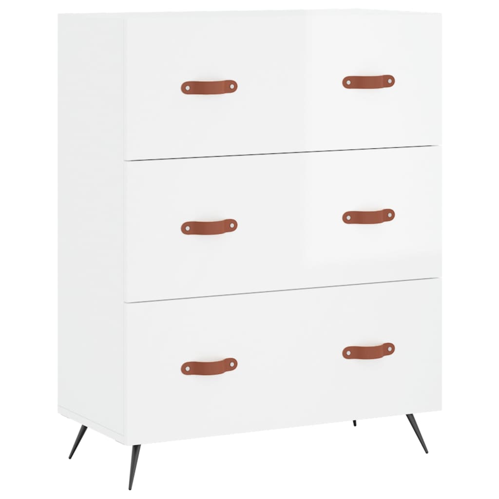 Commode | Armoire de rangement blanc brillant 69 | 5 x 34 x 90 cm bois ...