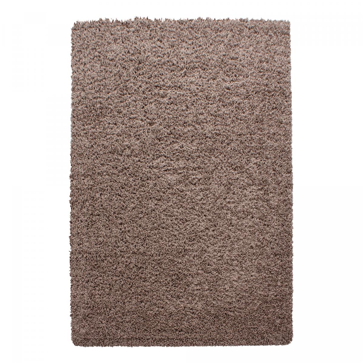 Tapis poils longs shaggy Ø120cm rond tissé marron clair motif uni UNI C | Leroy Merlin