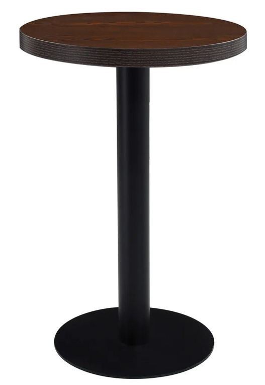 Table de bar ronde bois foncé et pieds métal noir Beth D 50 cm | Leroy ...