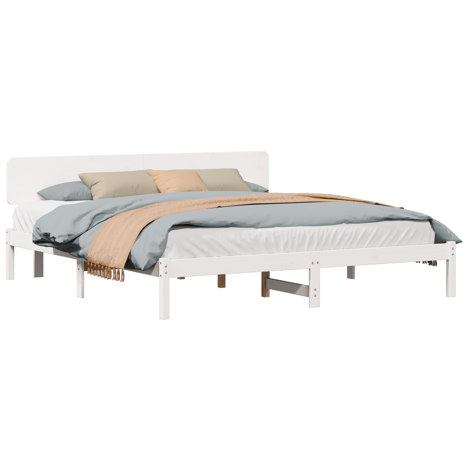 Lit double | Lit adulte | Cadre de Lit avec Tête de Lit Blanche 180x200 ...