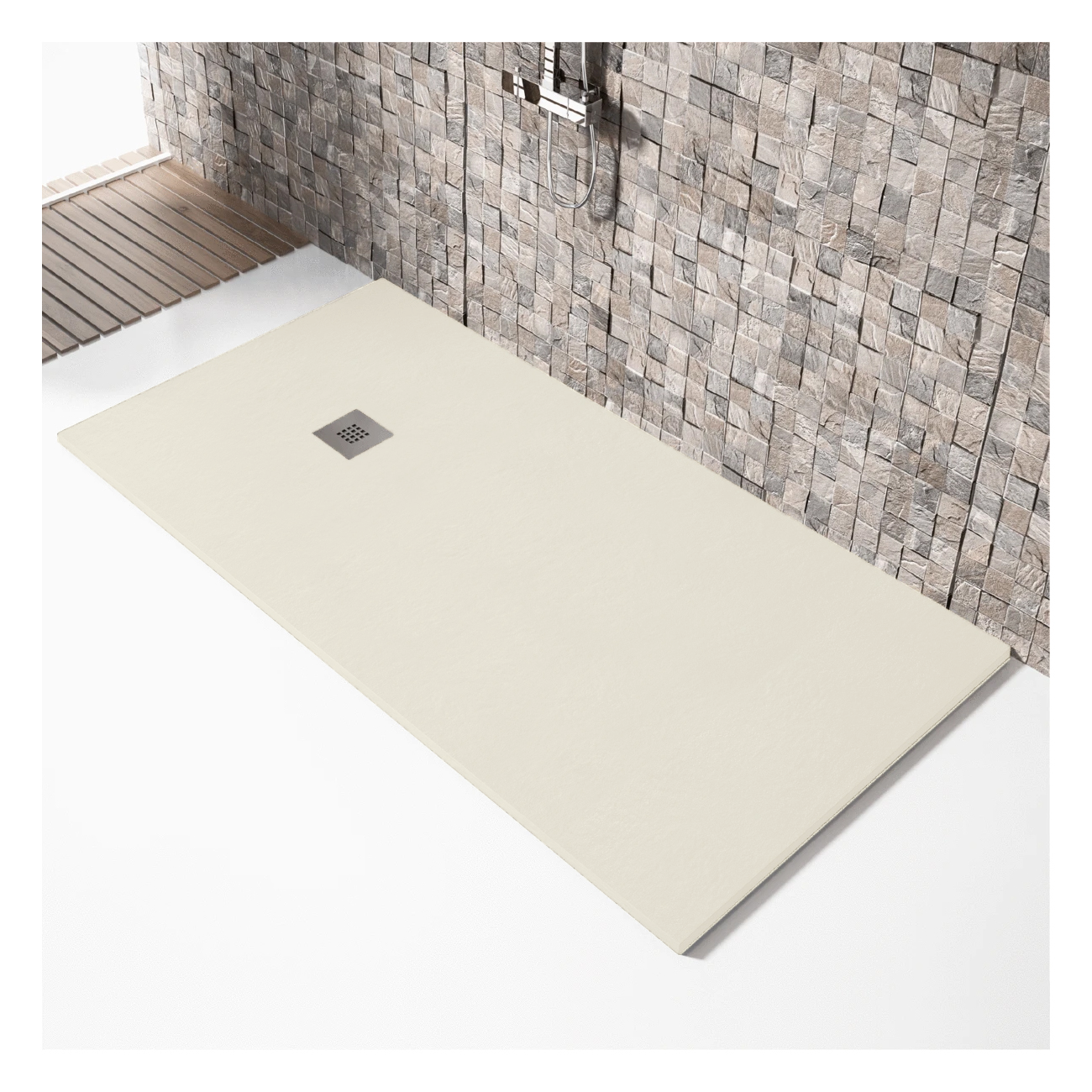 Plato de ducha resina MADISON CREMA 80x150cm | Leroy Merlin