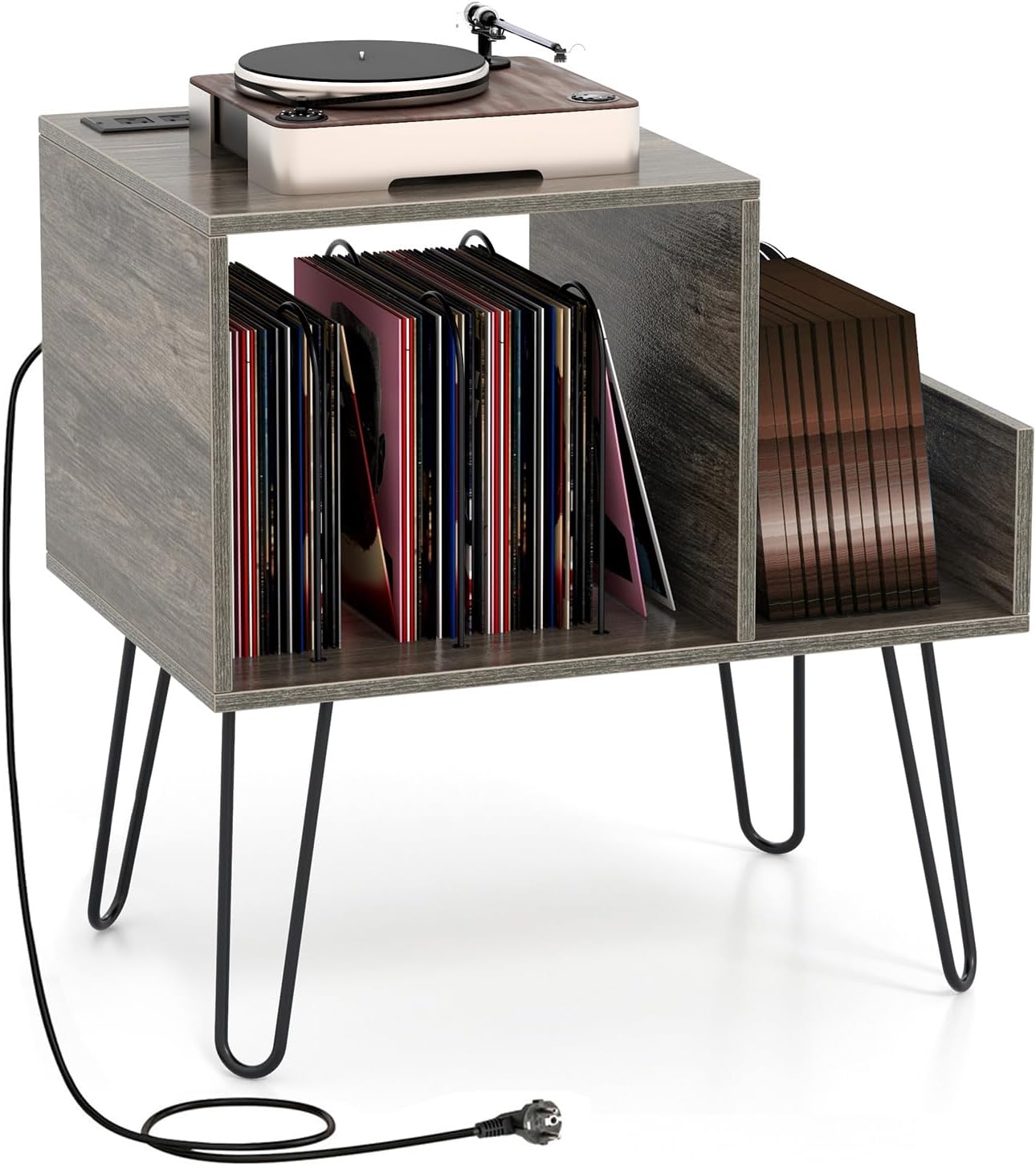 Meuble Tourne-Disque Vinyle avec Prise, Support Tourne-disque pour 145 ...