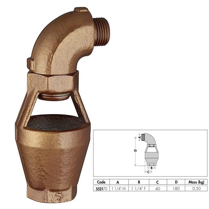 Embudo de desagüe, con codo giratorio 1 1/4" M x 1 1/4" F Caleffi ...