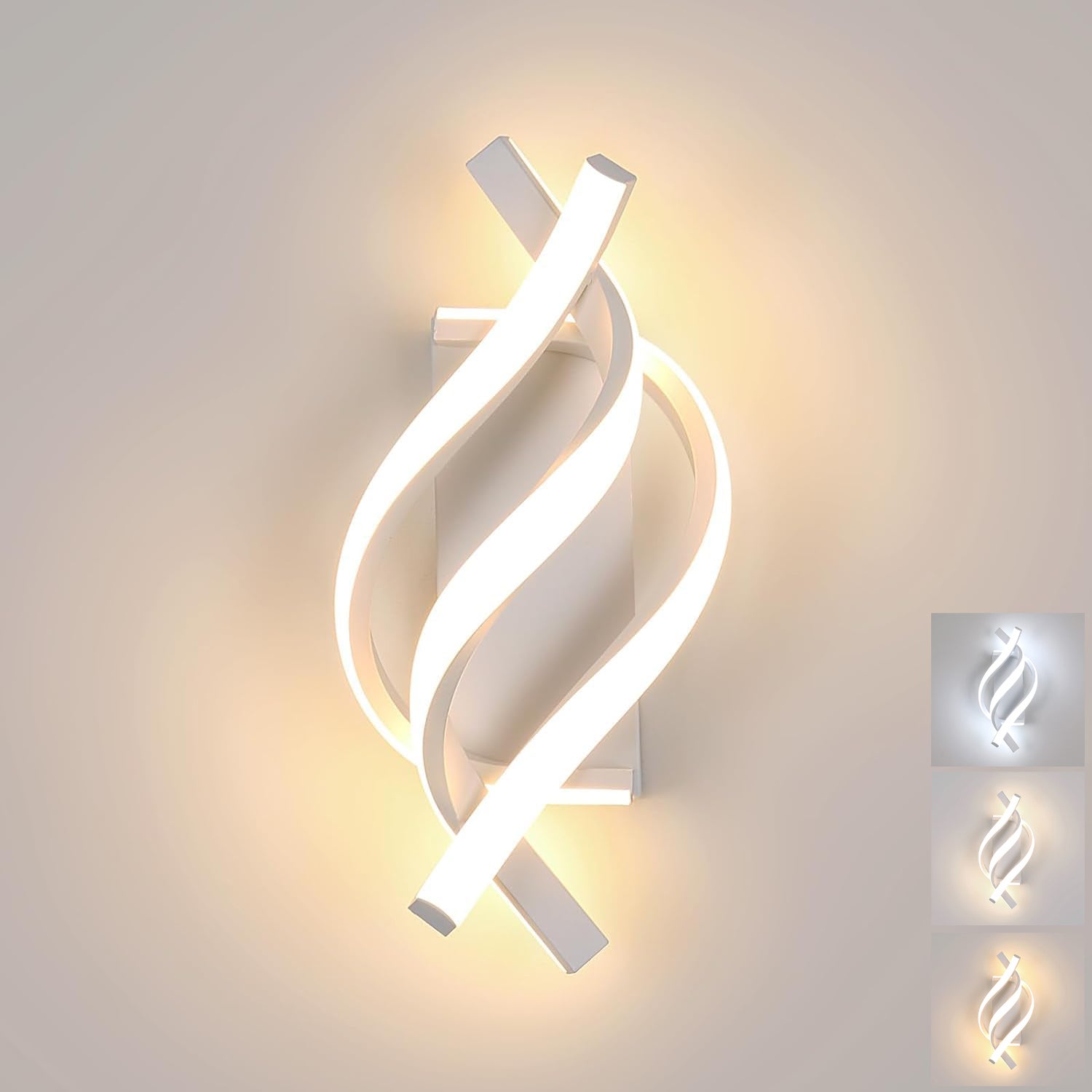 Pack de 4 apliques de pared, aplique de pared LED en espiral moderno, aplique de pared LED de ...