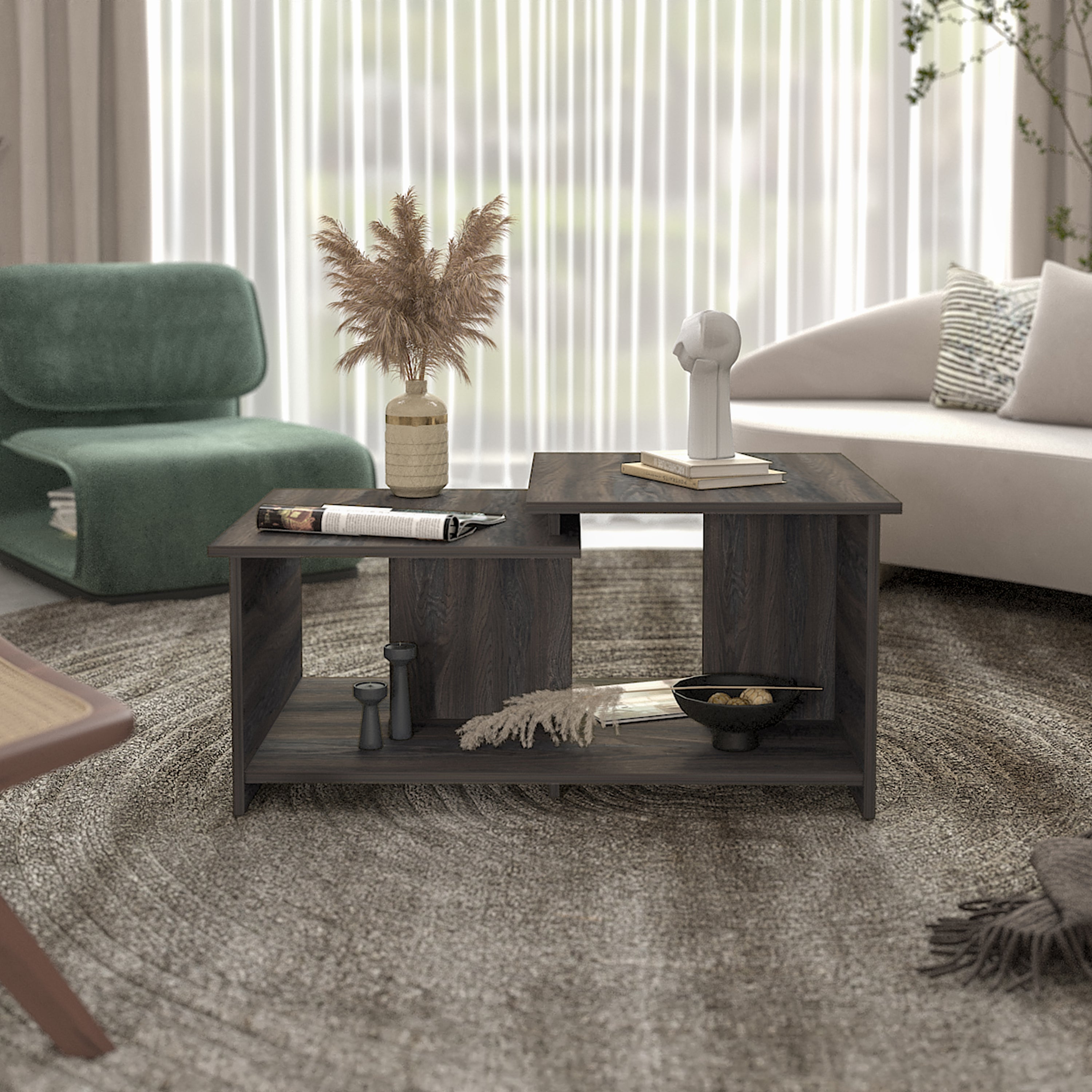 Table basse Wema en mélamine, avec rangement ouvert. | Leroy Merlin