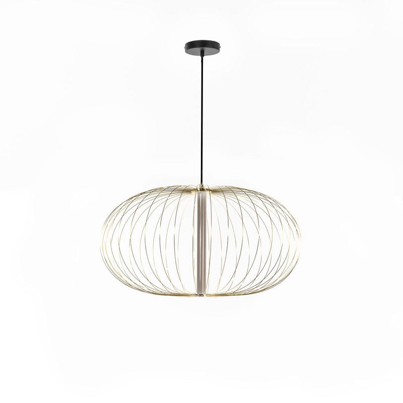 Lampe à suspension led abat-jour acier laiton poli 70x 70x h. 150cm | Leroy Merlin