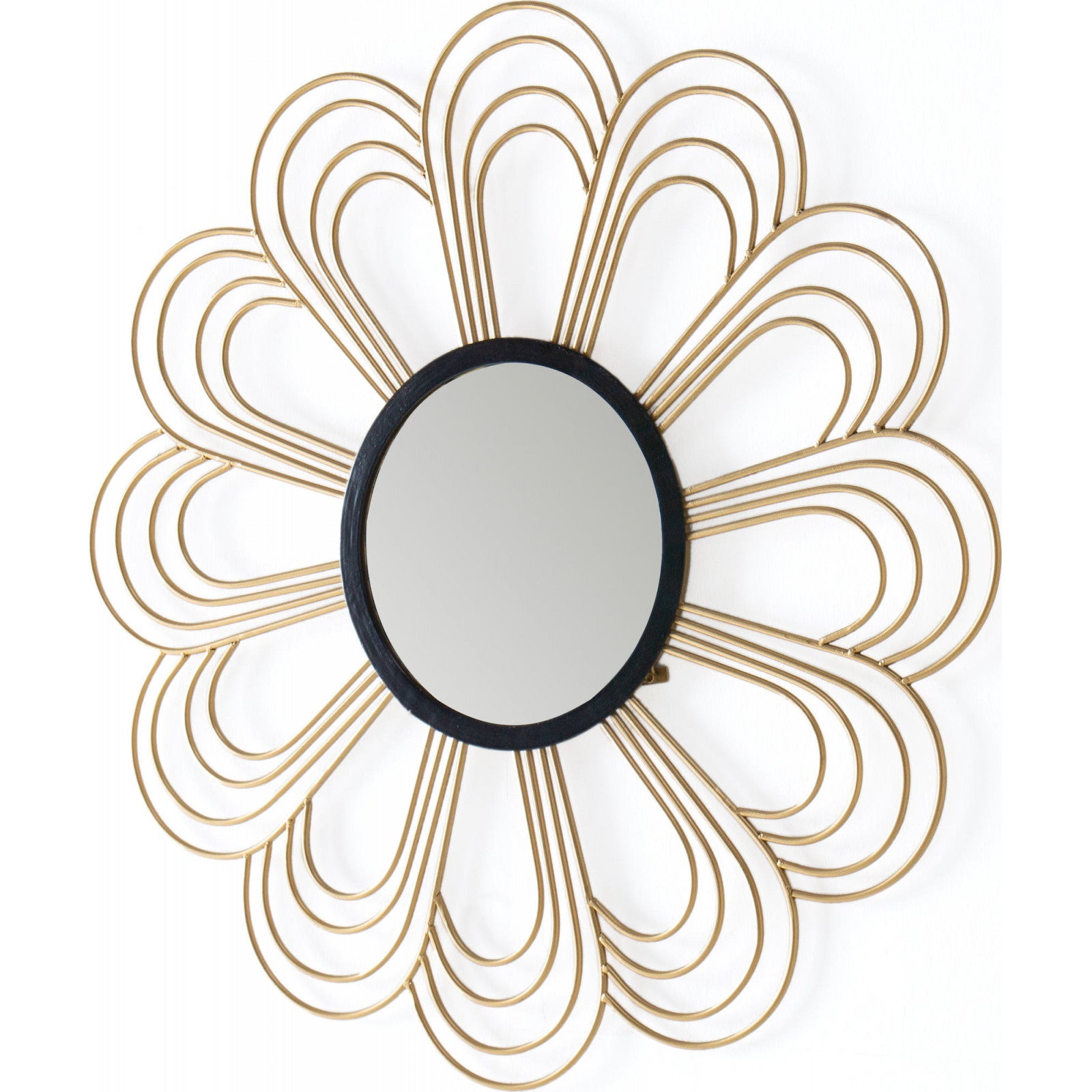 Miroir soleil élégant doré et noir 81 x 2 x 81 cm Or solaire sur fond ...