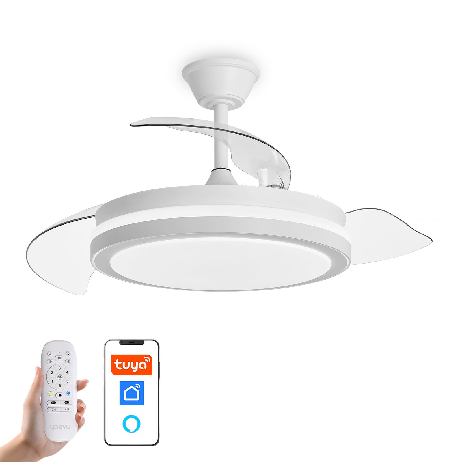 YOEVU ESPARTAN Ventilador de techo con luz LED motor DC WiFi Alexa ...