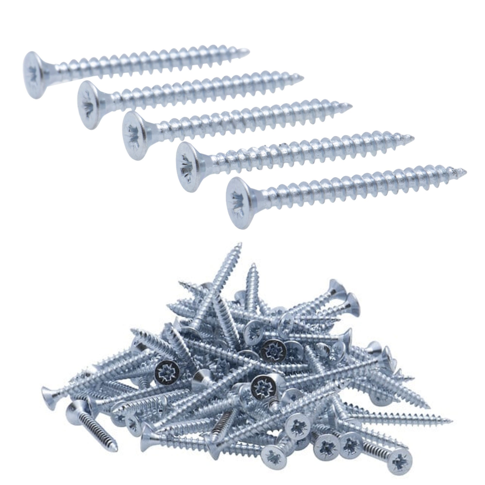 500 vis agglo tête fraisée pozidriv acier zingués blanc - Diamètre 3,5 mm - Longueur 45 mm ...