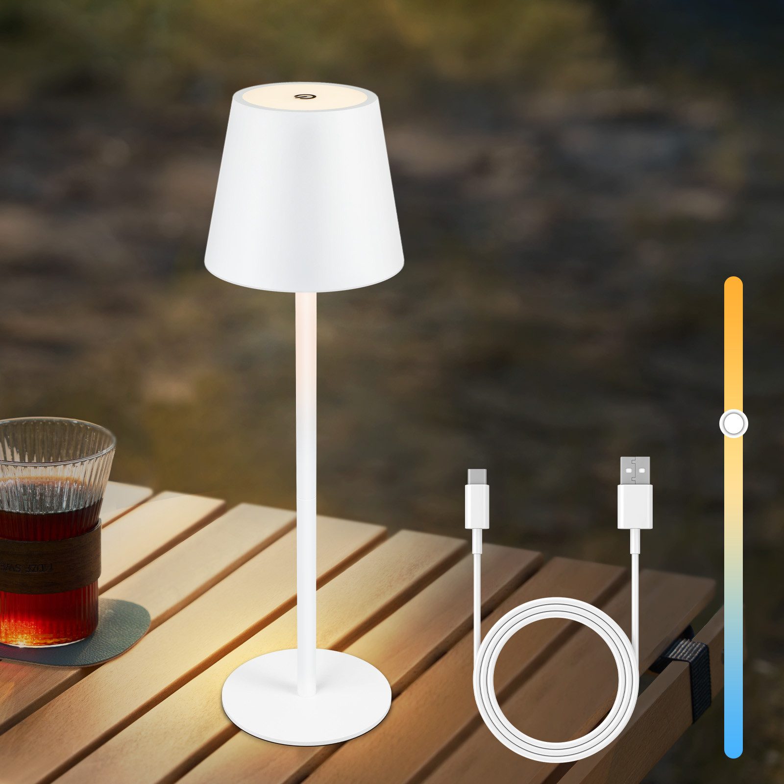 Nettlife Lampe de chevet sans fil, LED 2600mAh, lampe de table ...