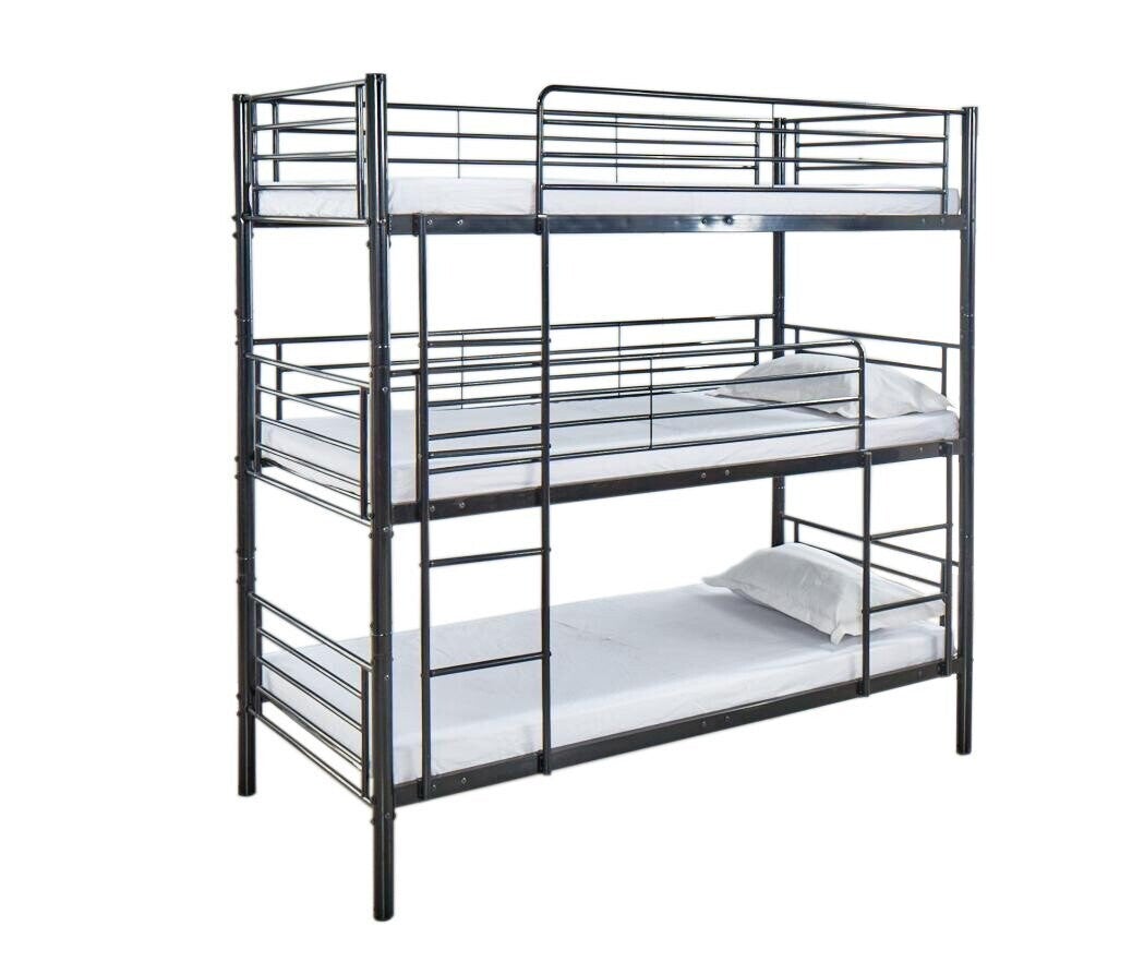Litera Triple Metalica 90cm Negro + 3 Colchones (90x190 cm) | Leroy Merlin