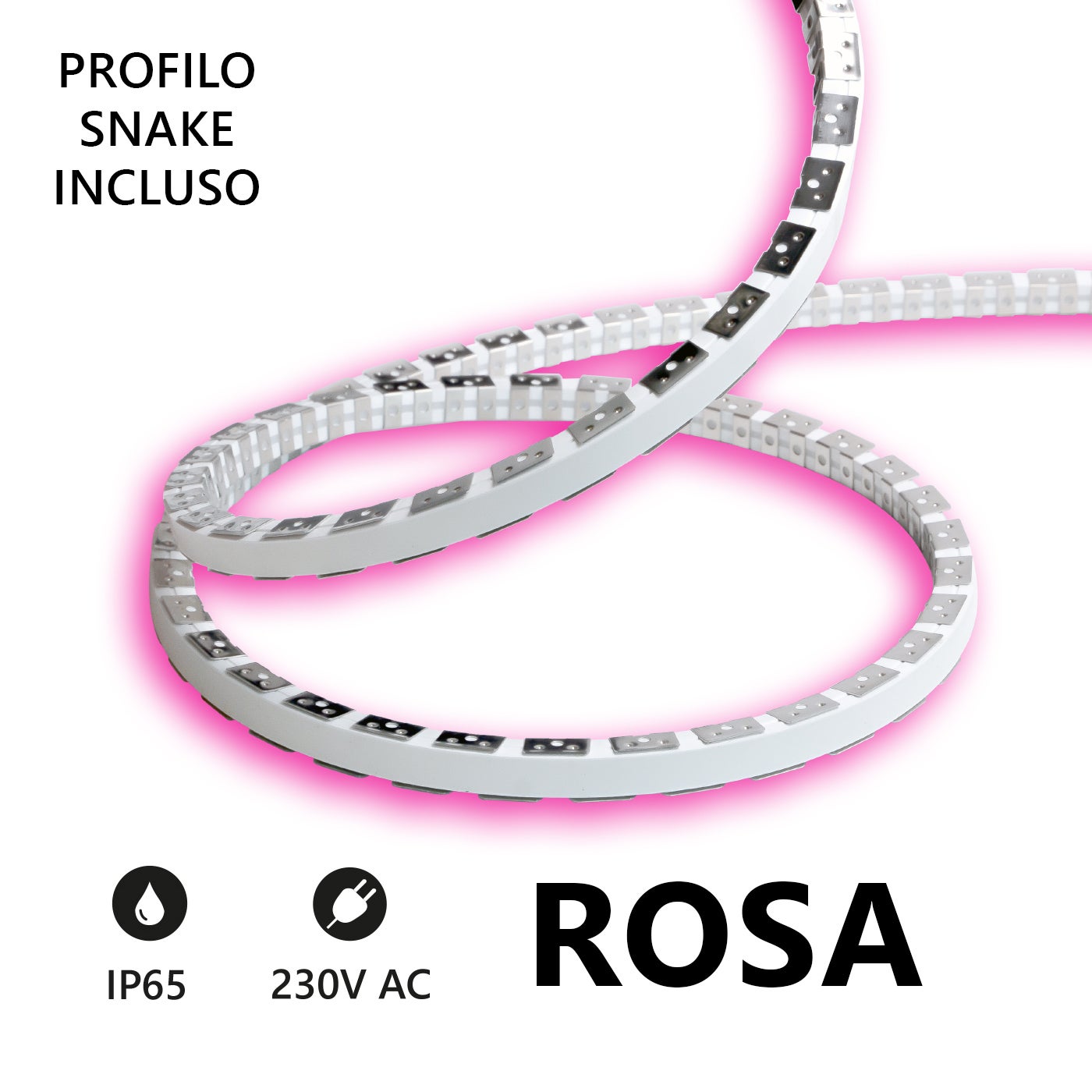 Bande Led Flexible Snake Flex 5M 230V 12W/M Ip65 Rose Technologie Smd ...