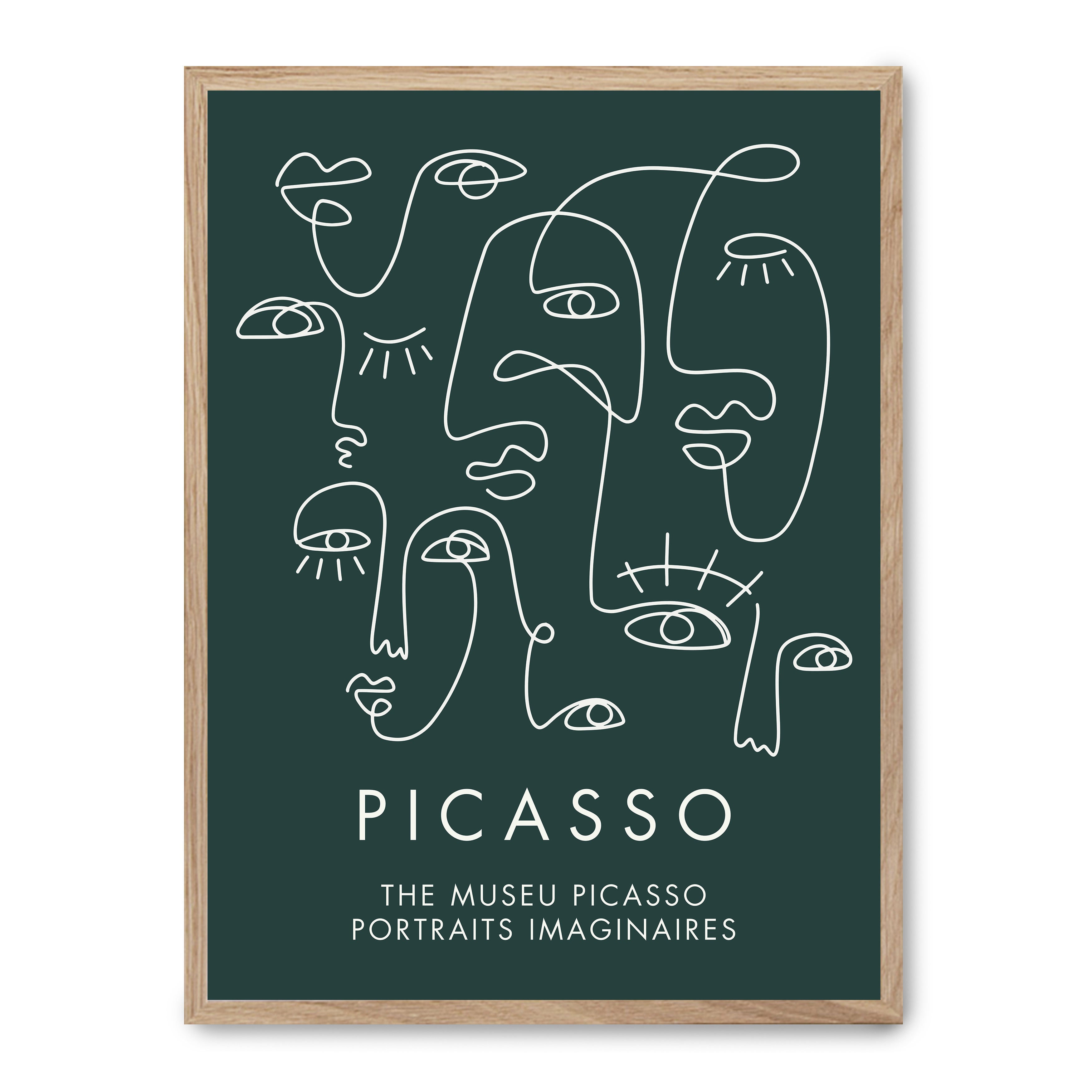 Cuadro Picasso portraits IV, marco premium chapado en roble, 50x70 cm ...