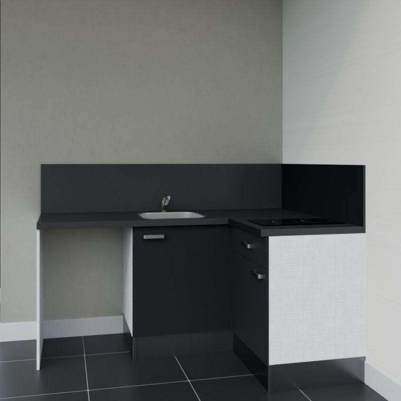 Kitchenette d'angle KA01L-PT avec plan de travail et évier - Façade ...