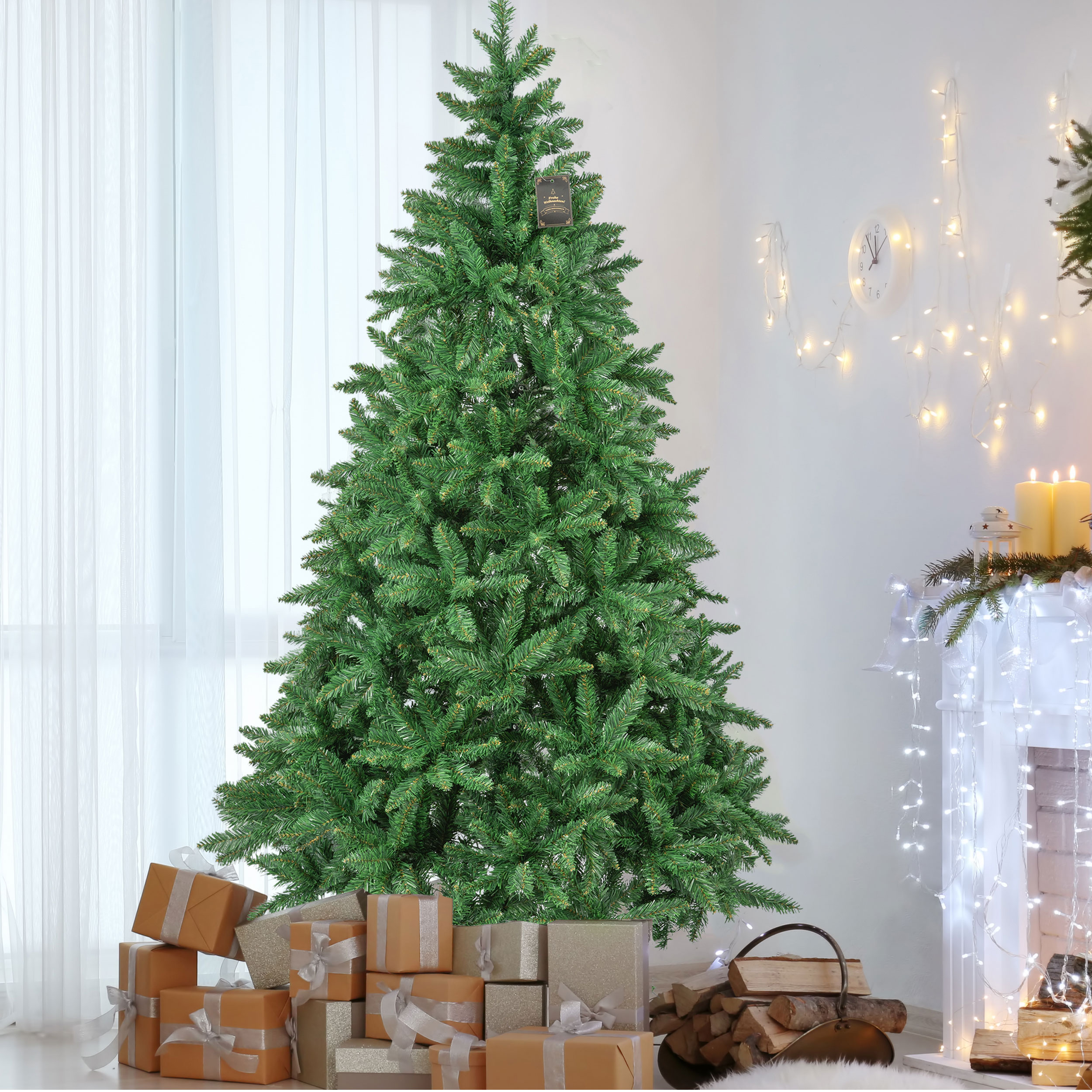 Árbol de Navidad Artificial 210cm PVC con 1400 Puntas, Luces LED y ...