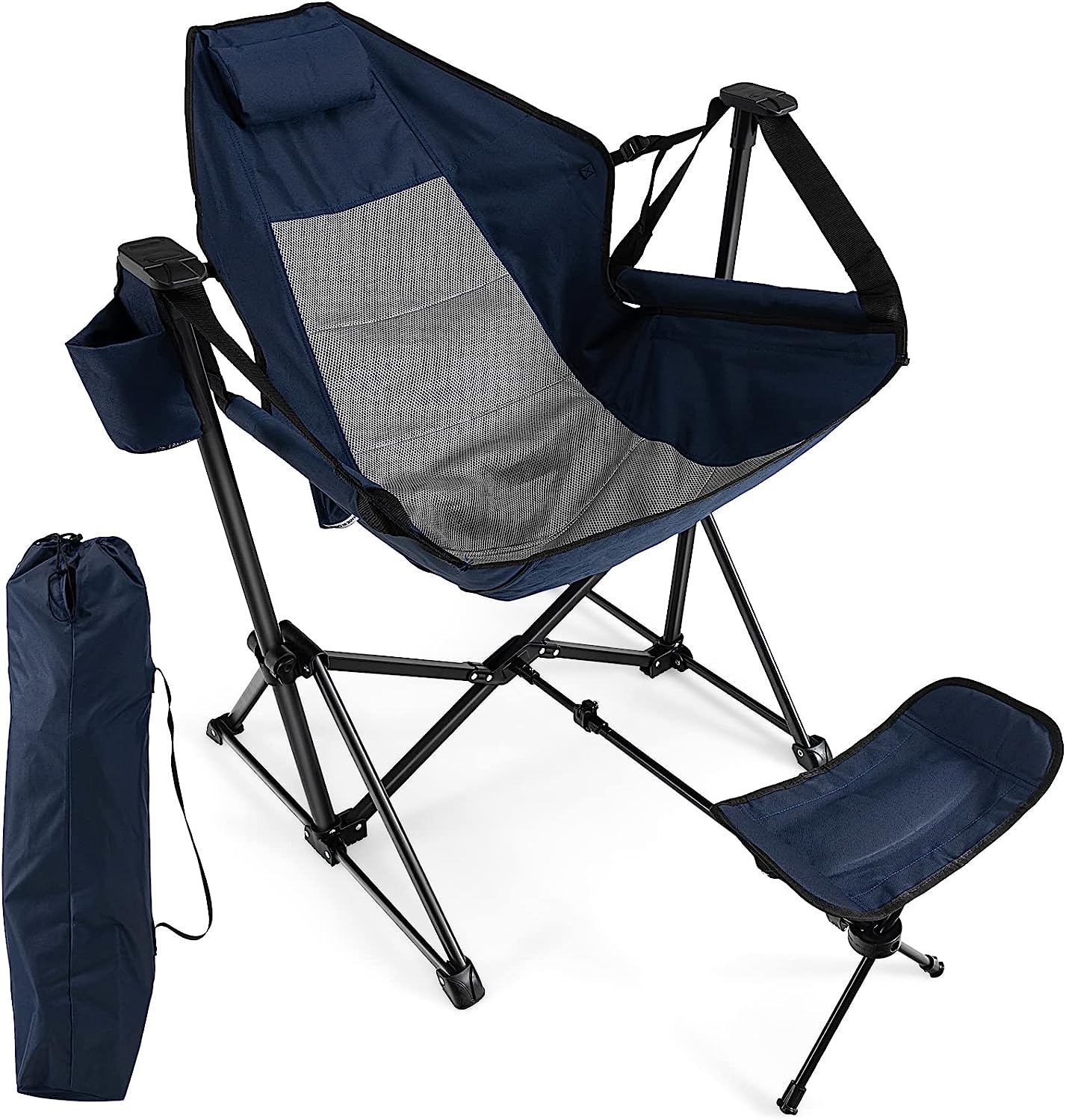Chaise de Camping Pliante Inclinable avec Repose-pieds Rétractable ...