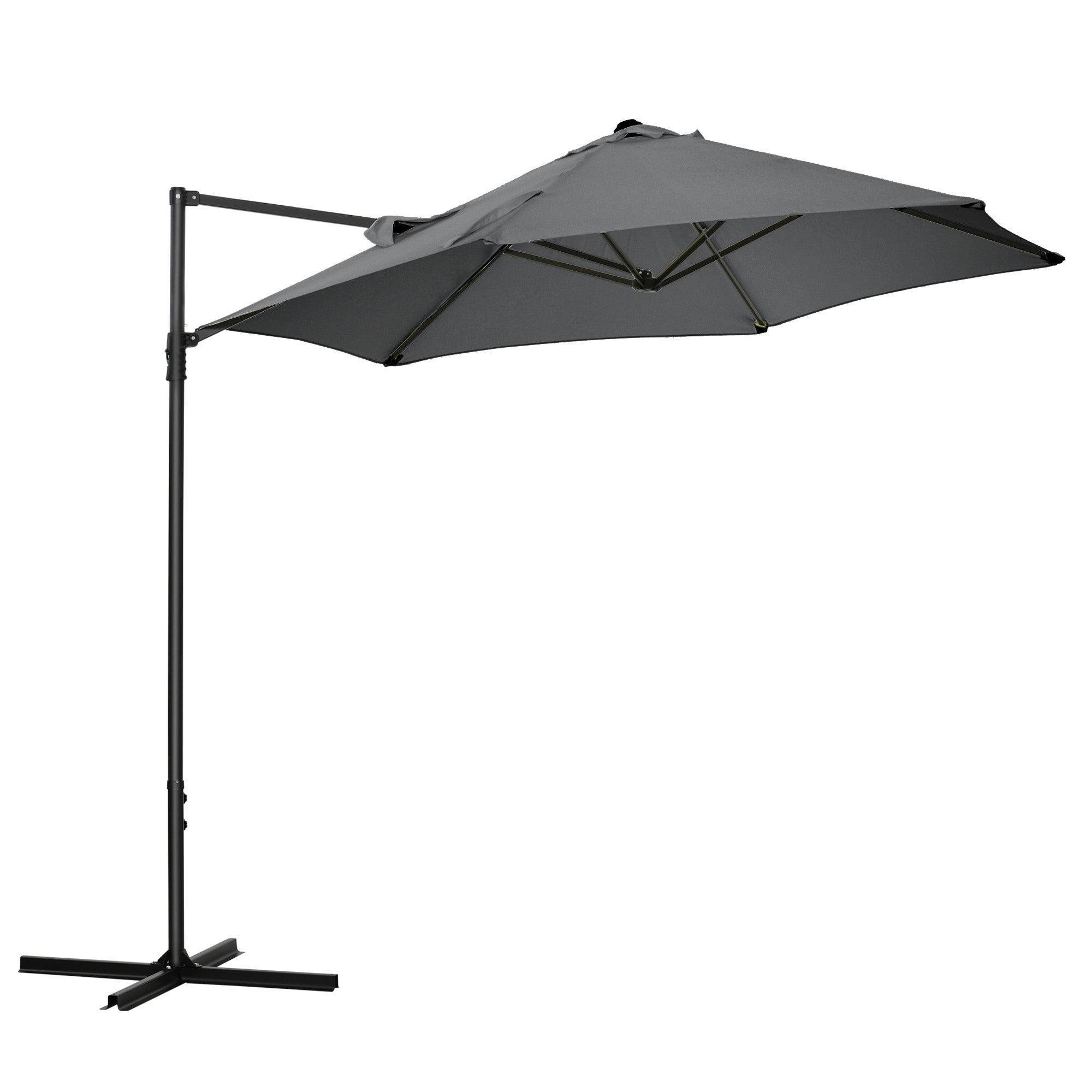 Parasol déporté octogonal inclinable pivotant Ø 256 cm gris | Leroy Merlin