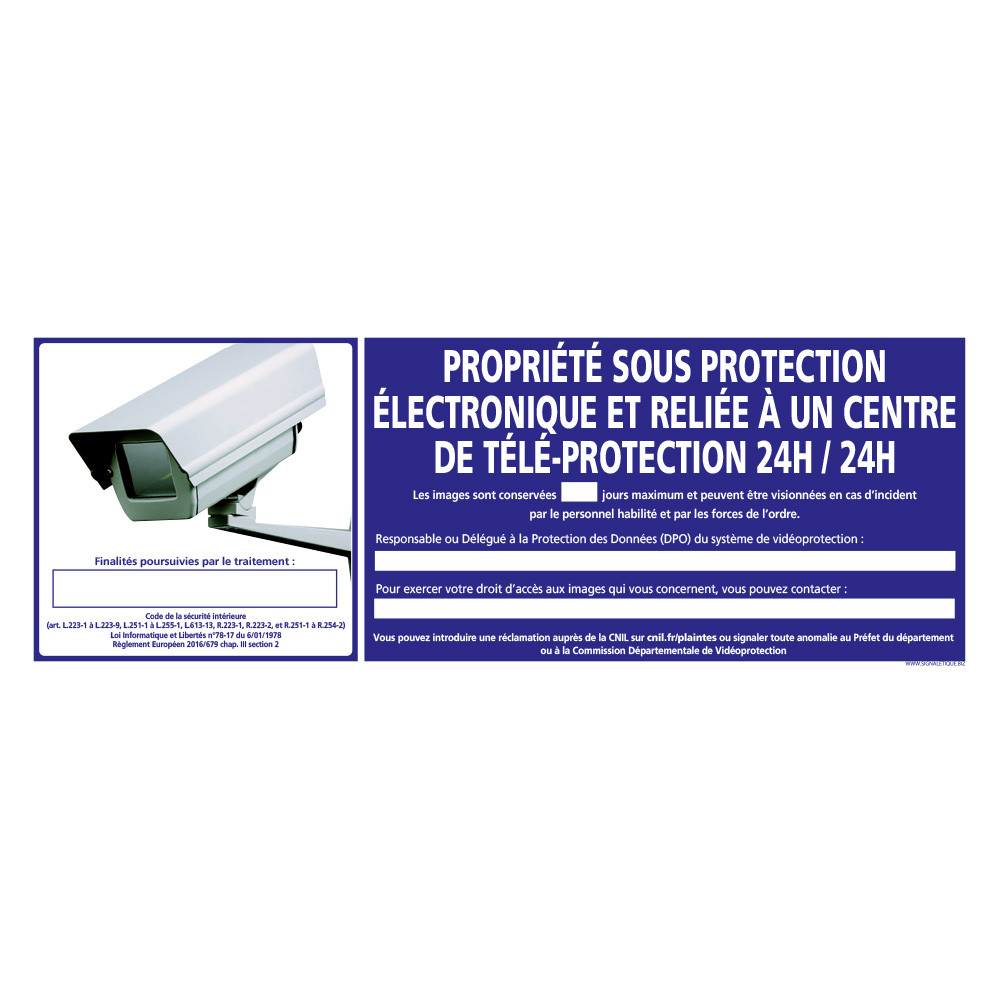PANNEAU PROPRIETE SOUS PROTECTION ELECTRONIQUE (G1185) 350 x 125 mm ...