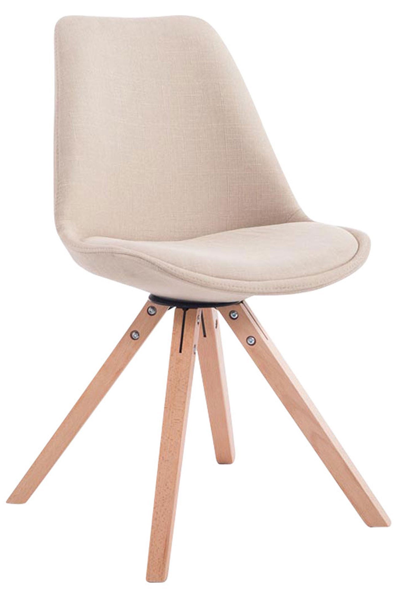 Silla de comedor de diseño escandinavo en tela color crema y patas de ...