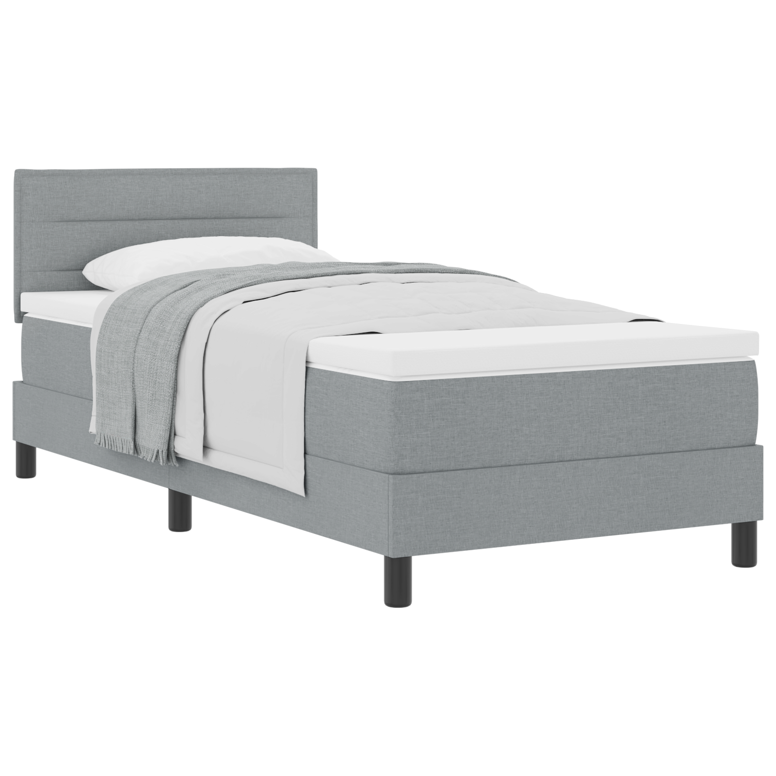 Lit simple | Lit adulte | Lit à ressort avec matelas Gris clair 90x190 ...
