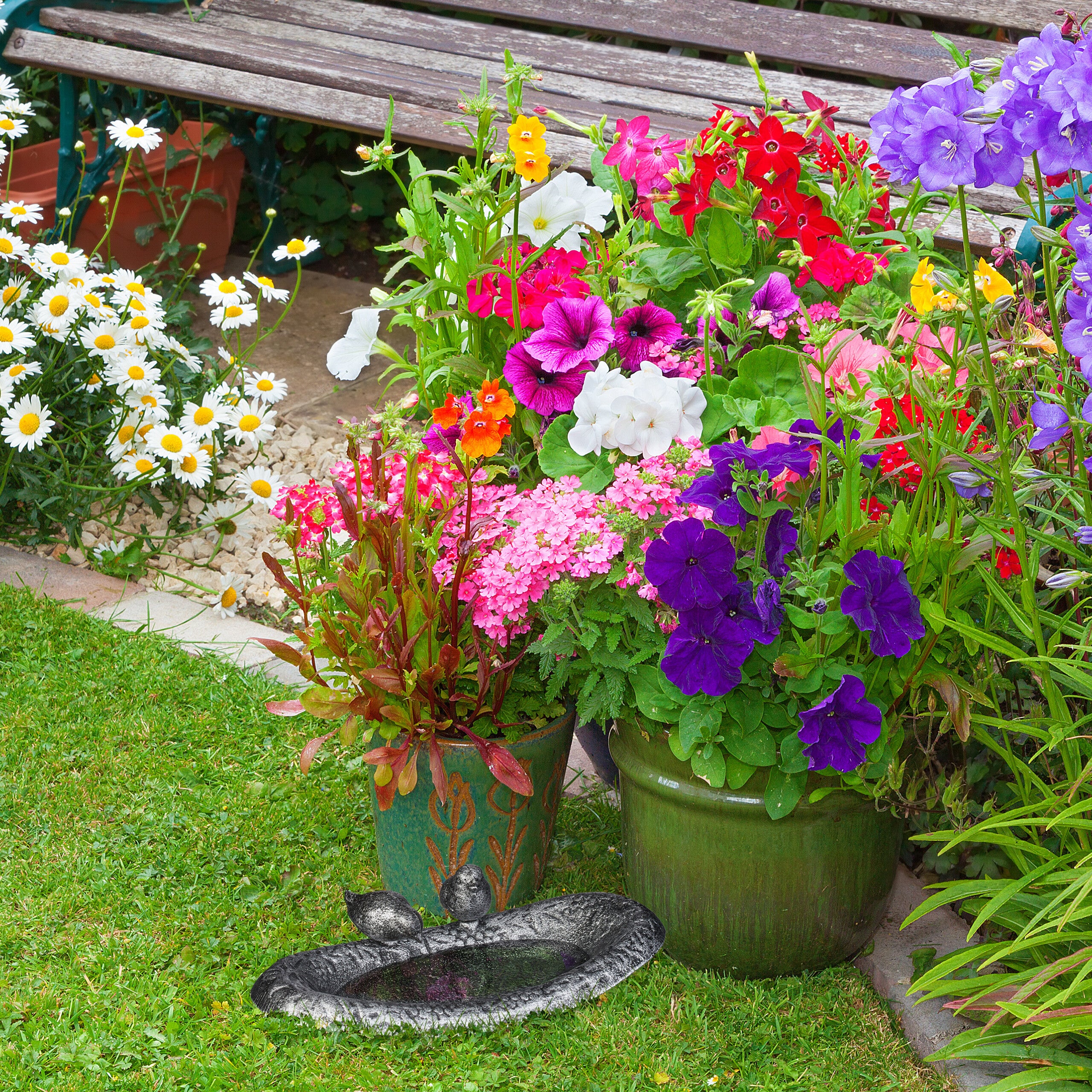 Relaxdays Bain d'oiseaux en fonte de fer, décoration pour le jardin, H ...