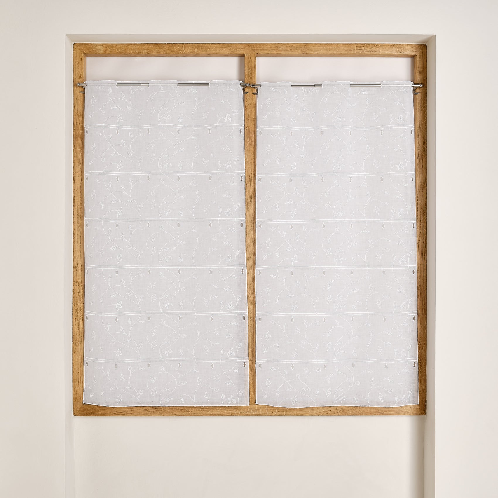 Modulable brodé à motif feuilles et fleurs - Blanc - 45x220 cm ...