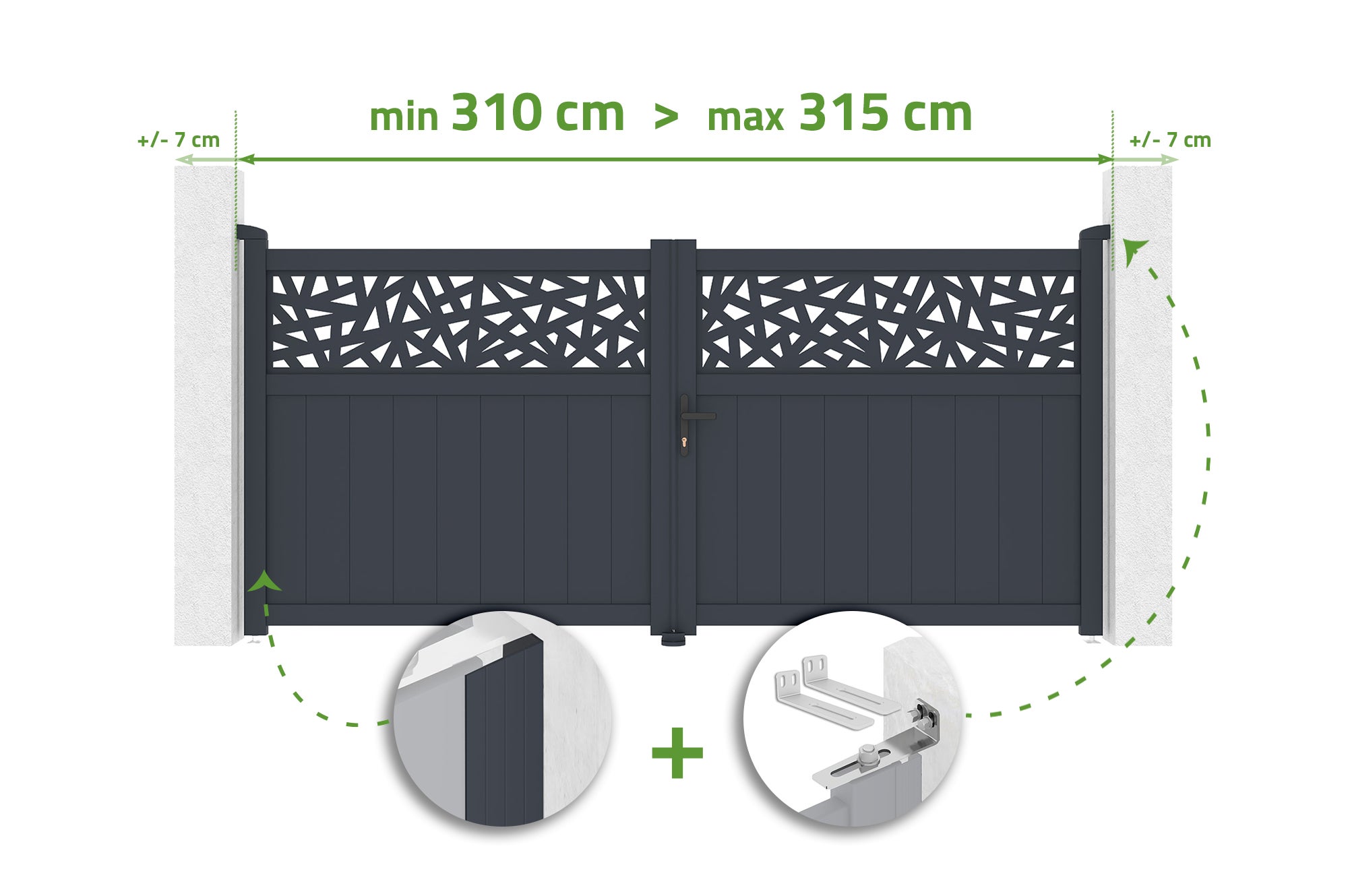 Portail battant 3m ajustable en largeur DOLOMITE RUIVO H.140cm ...