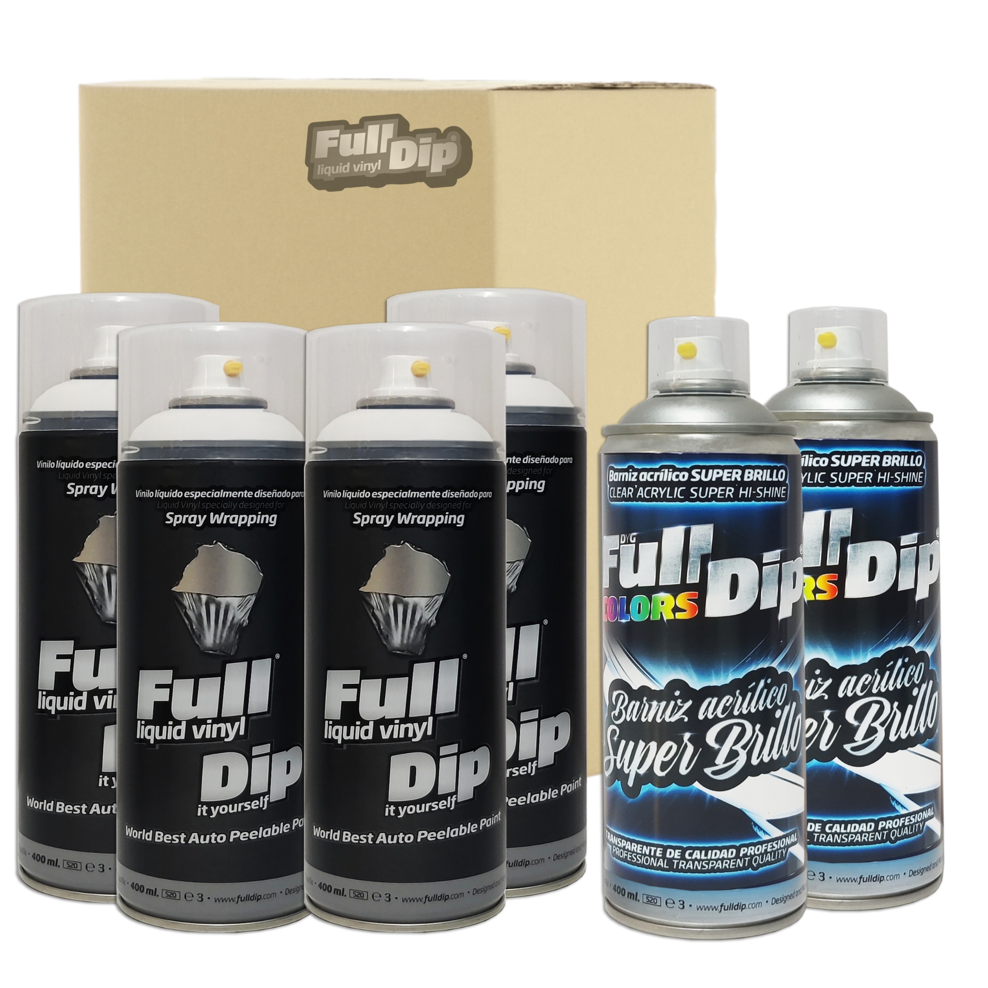 PACK 4 x SPRAY FULL DIP BLANCO + 2 x BARNIZ SUPER BRILLO | Leroy Merlin