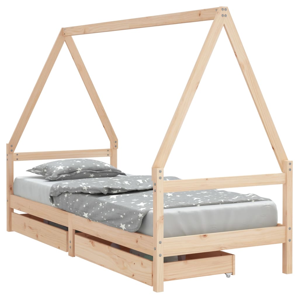 Struttura letto per bambini con cassetti in legno di pino 80x200 cm ...