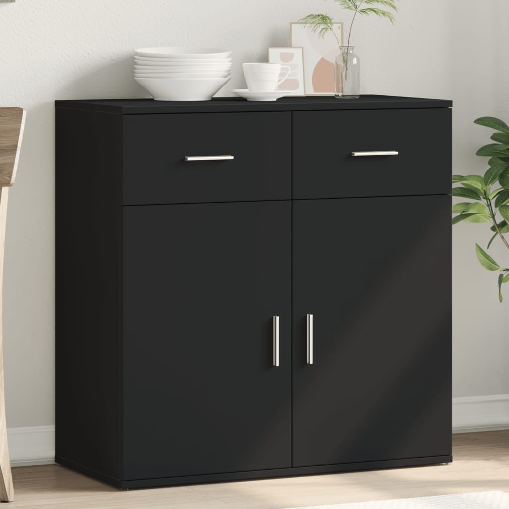 Buffet noir 79x38x80 bois d'ingénierie | Leroy Merlin
