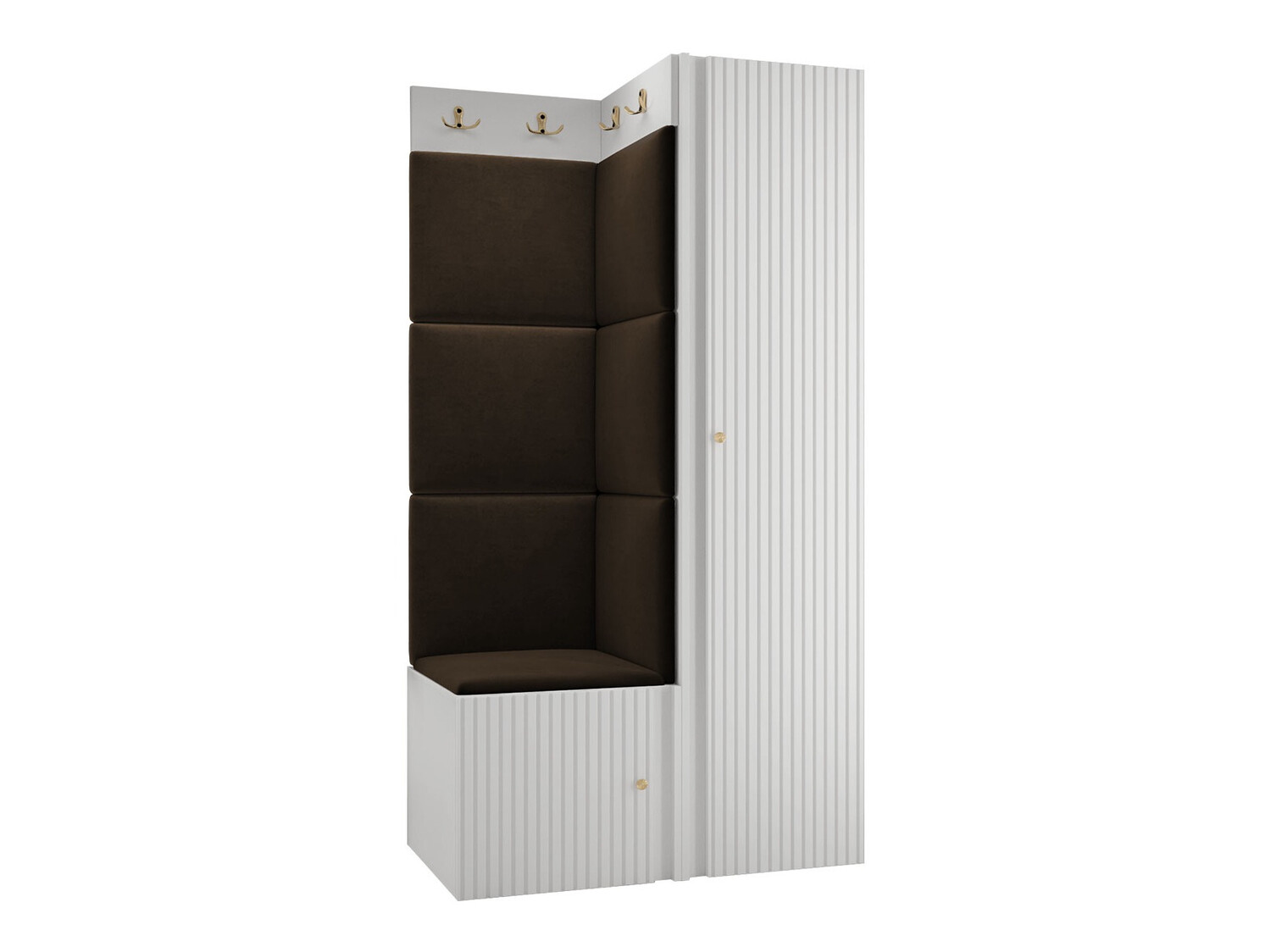 Conjunto de recibidor Hartford 390, 186x82x46cm, Blanco, Marrón ... Conjunto de recibidor Hartford 390, 186x82x46cm, Blanco, Marrón ...