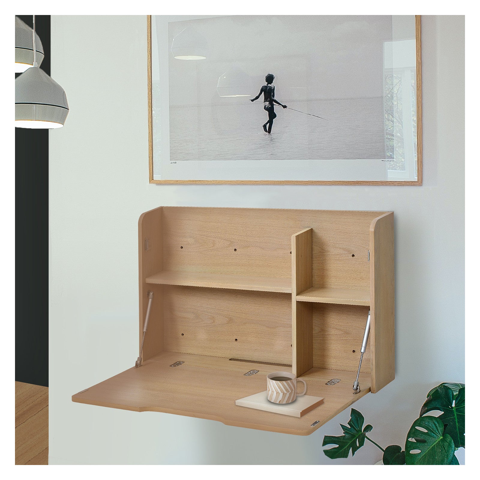 Bureau mural rabattable chêne 90 cm MANON | Leroy Merlin