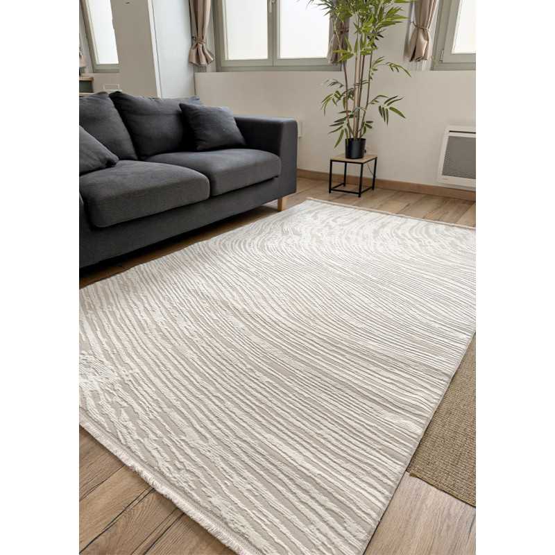 Tapis beige crème moderne BORDEAUX 90 Crème - 80x150 cm | Leroy Merlin
