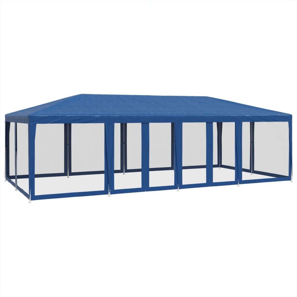 Carpa para fiestas con 12 paredes de malla HDPE azul 8x4 m | Leroy Merlin