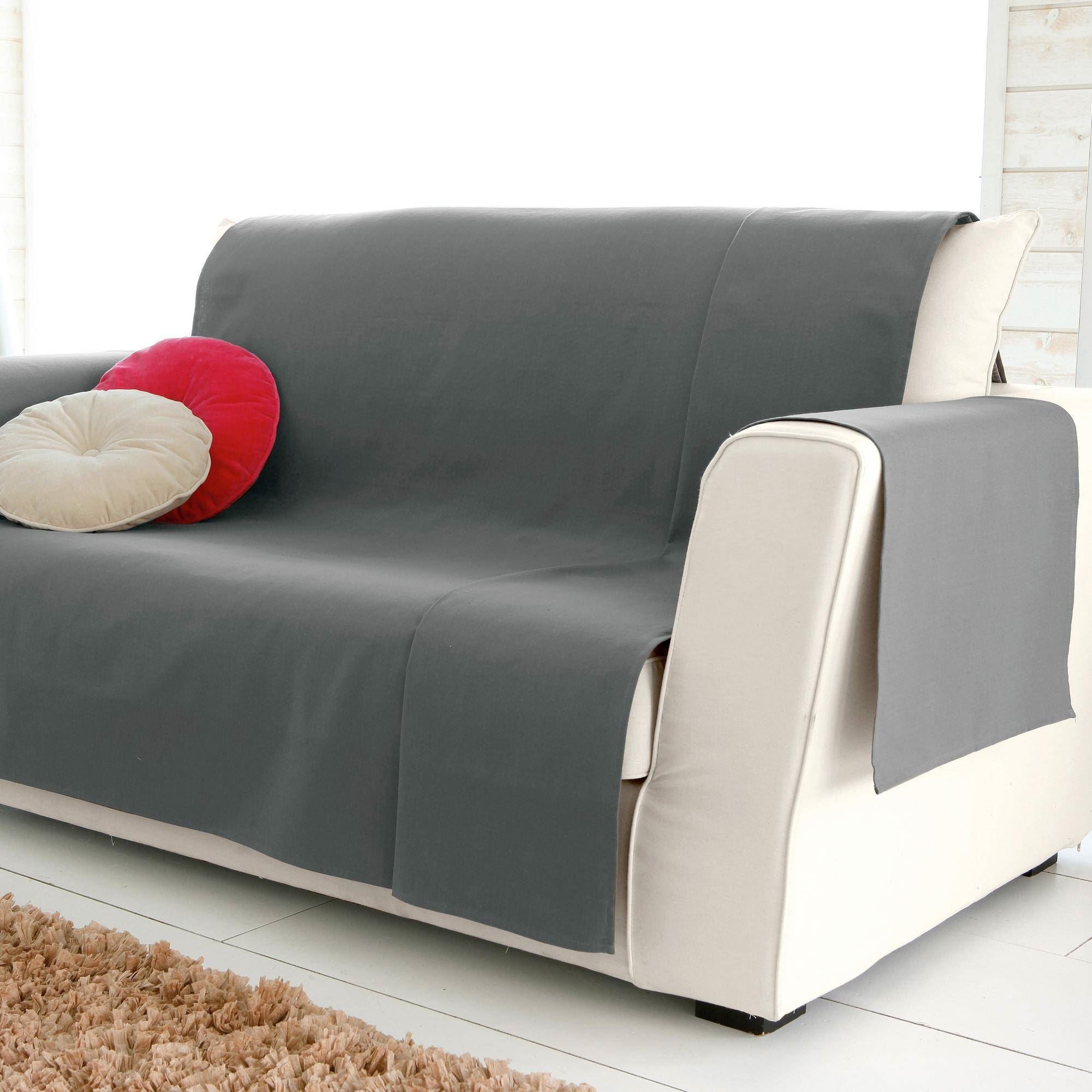 Protège canapé LONA SOFT 150x200 gris en coton | Leroy Merlin
