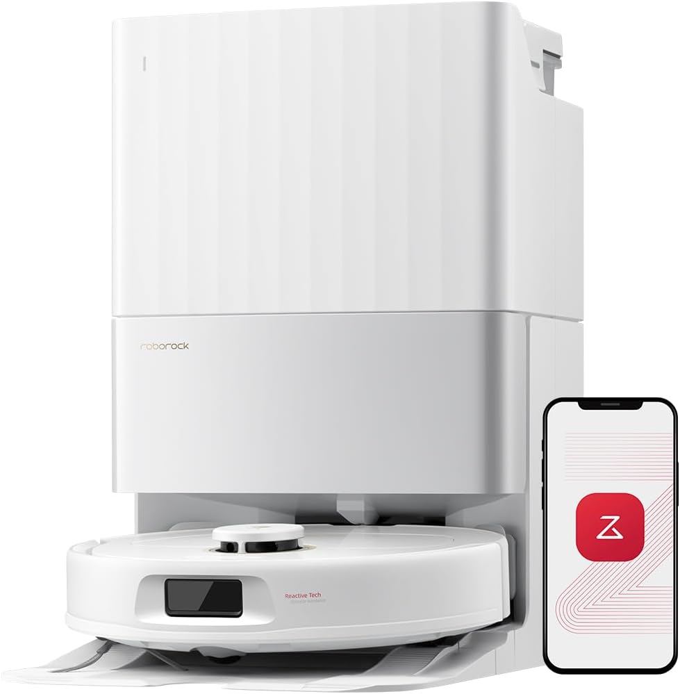 Roborock Qrevo 5AE Aspirateur Robot Laveur avec Station,12000 Pa Aspiration, Serpillières ...