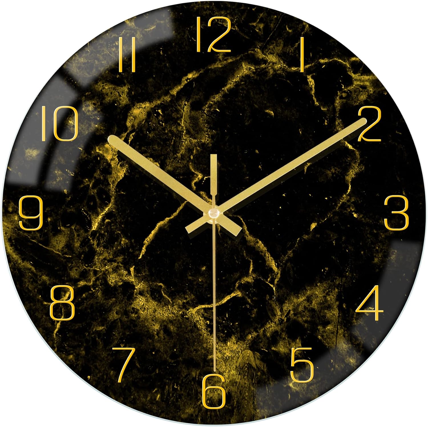 Horloge murale, horloge murale moderne avec texture marbre noir et ...