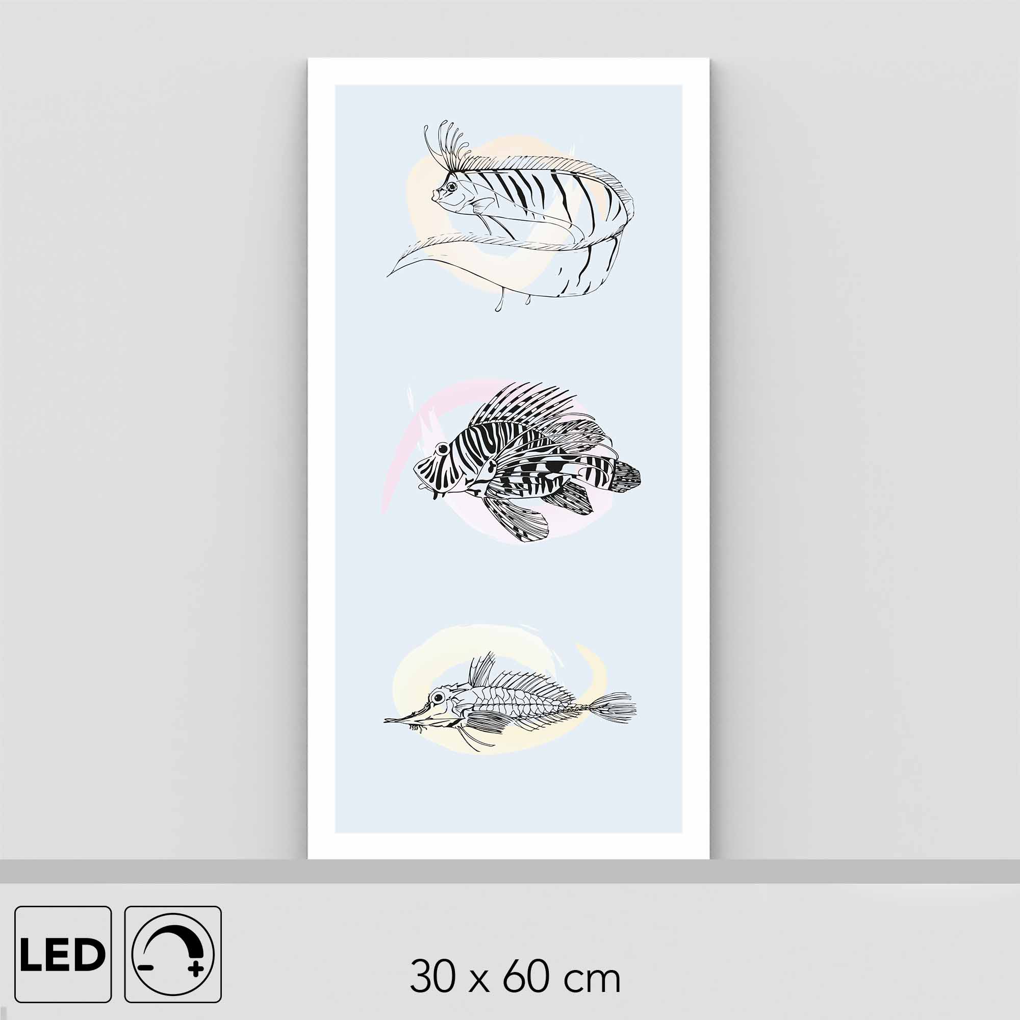 Lampe Poissons - Cadre LED - 30x60 cm - LUMENINSIDE - Fabriqué en ...